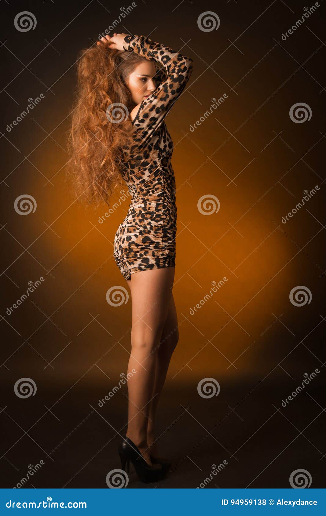 Beautiful Young Woman in Leopard Dress Stock Photo - Image of lady ...