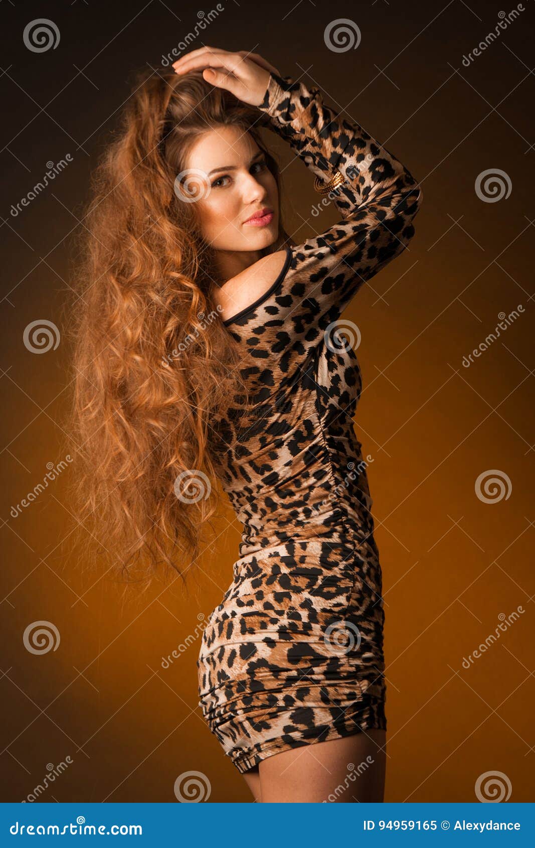 Beautiful Young Woman in Leopard Dress Stock Image - Image of cool ...