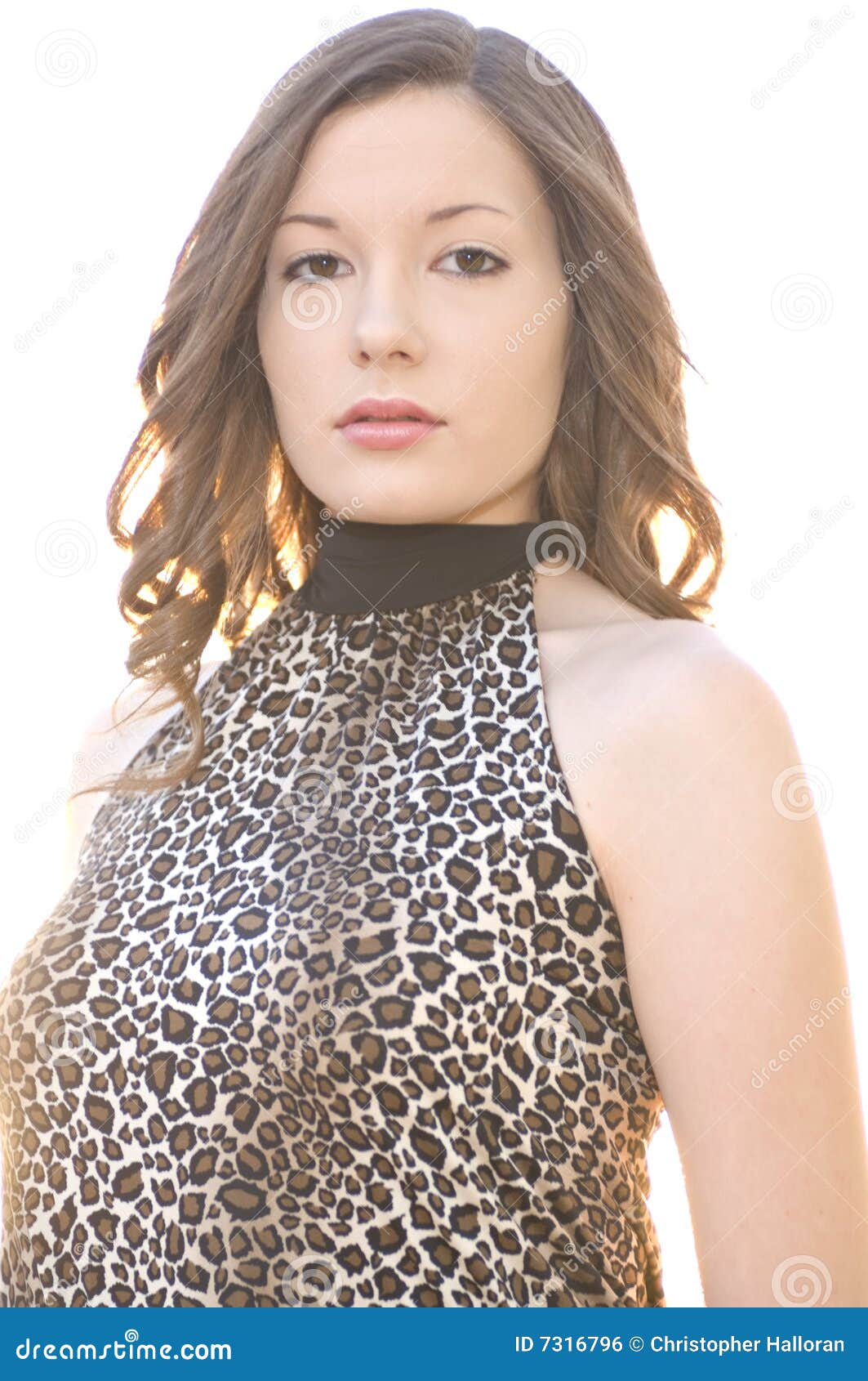 Beautiful Young Woman in Leopard Print Top Stock Photo - Image of ...