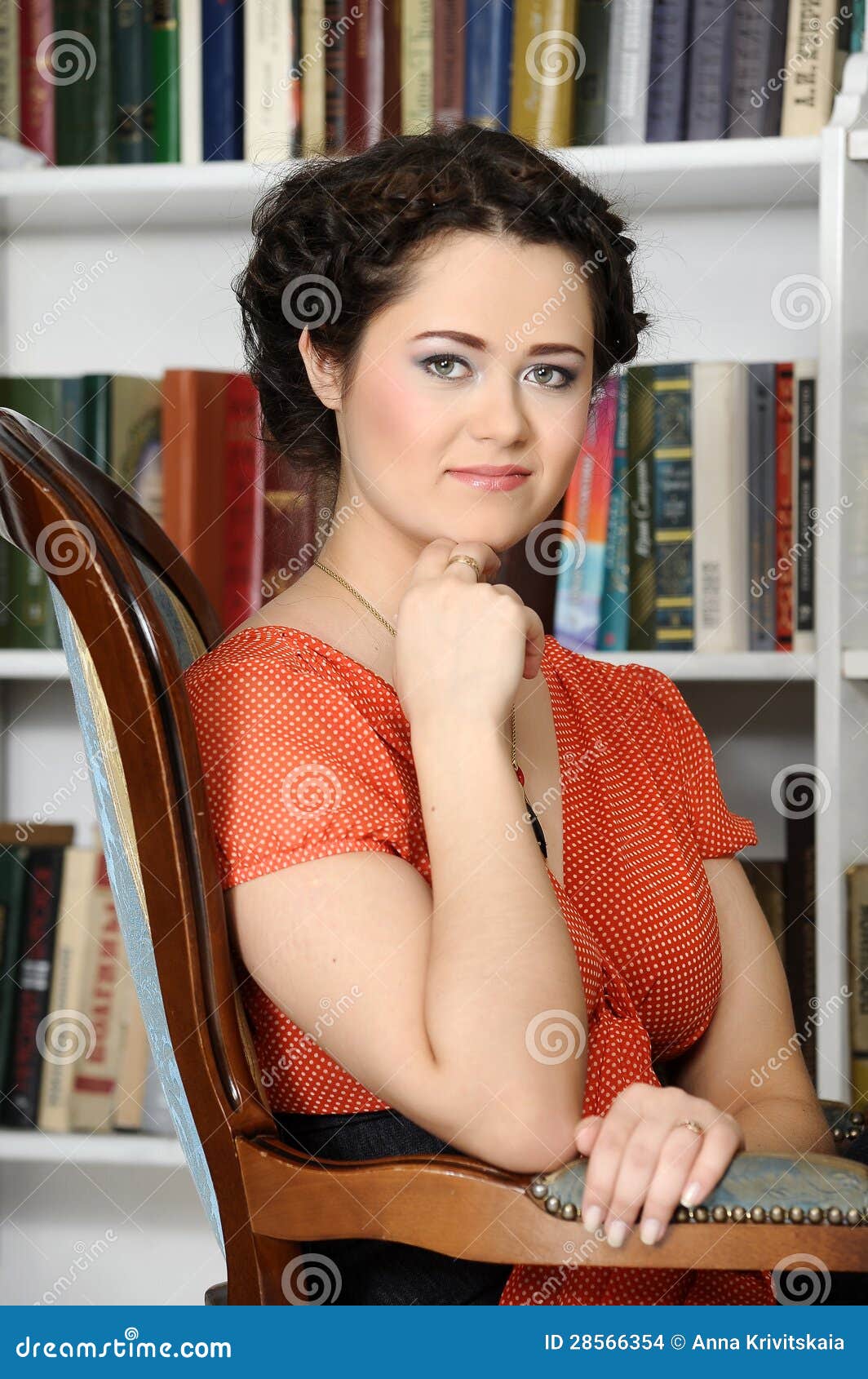 Beautiful Young Woman in the Library Stock Photo - Image of information ...