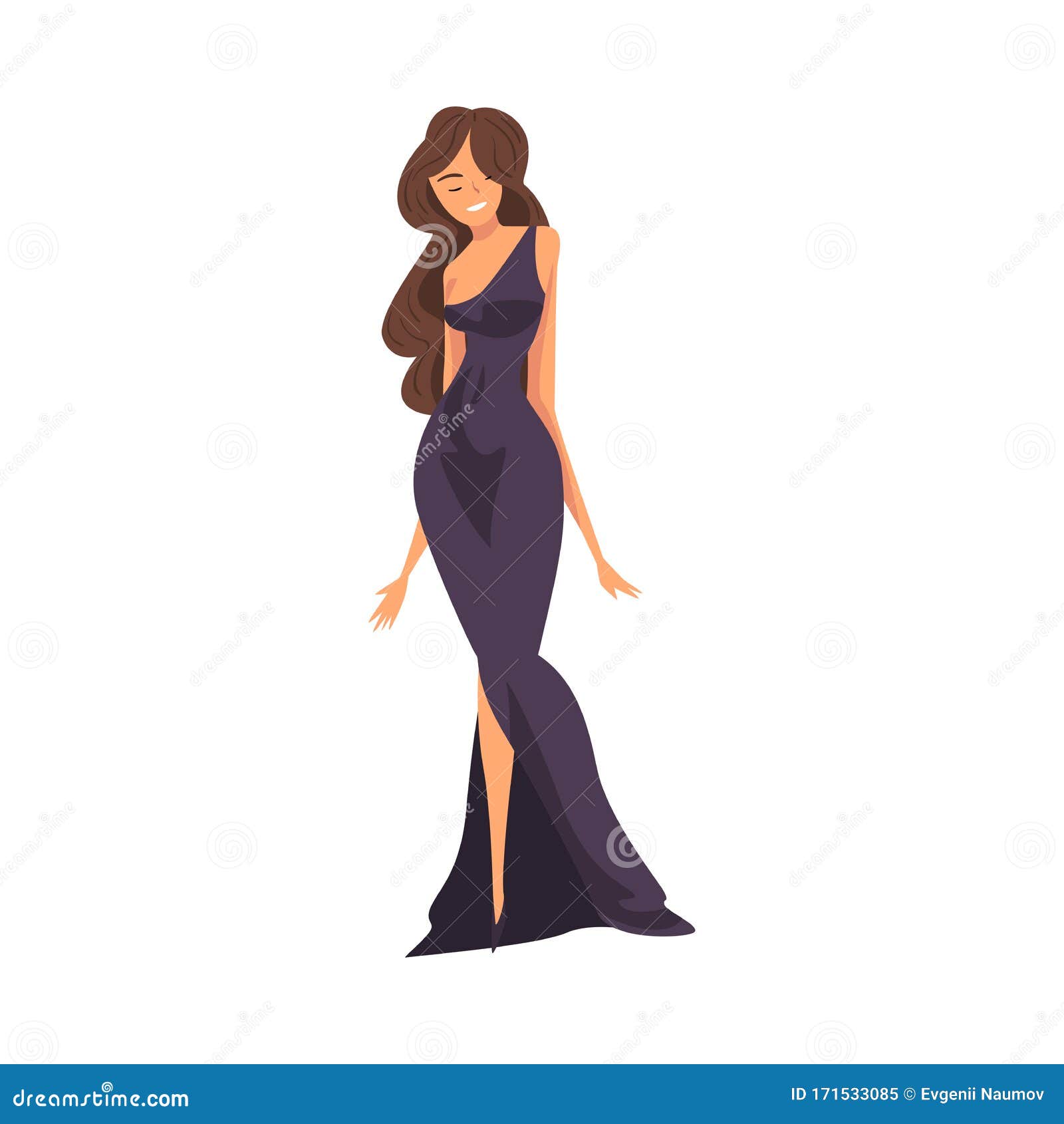 Beautiful Young Woman with Long Hair Wearing Black Dress Vector ... Beautiful Young Woman with Long Hair Wearing Black Dress Vector ...