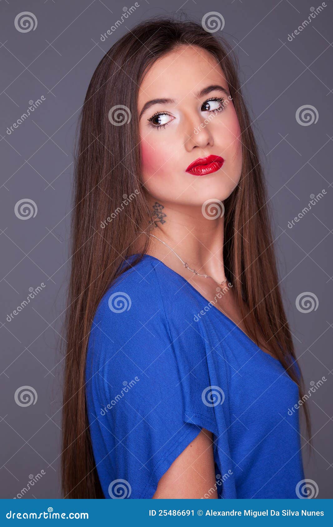 Beautiful Young Woman Looking Back Stock Image - Image of makeup ...