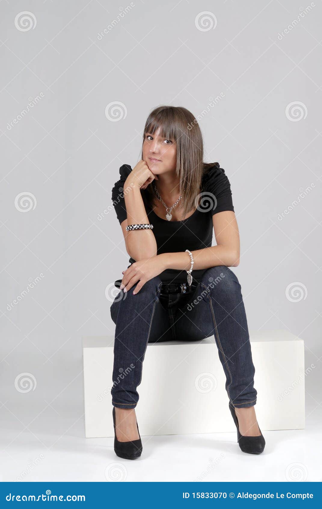 Beautiful Young Woman Looking at the Camera Stock Photo - Image of high ...