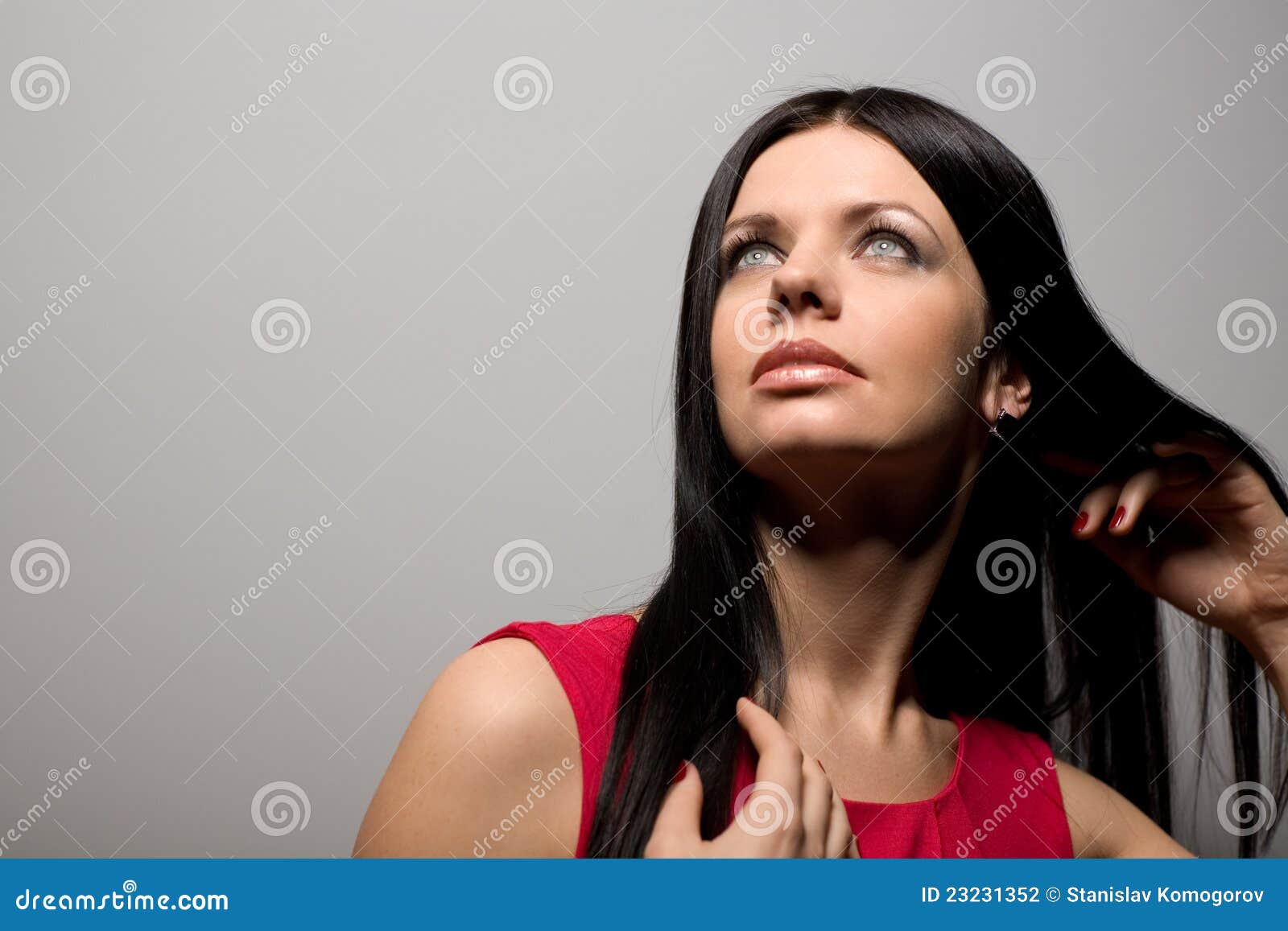 Beautiful Young Woman Looking Up Stock Photo - Image of beautiful ...