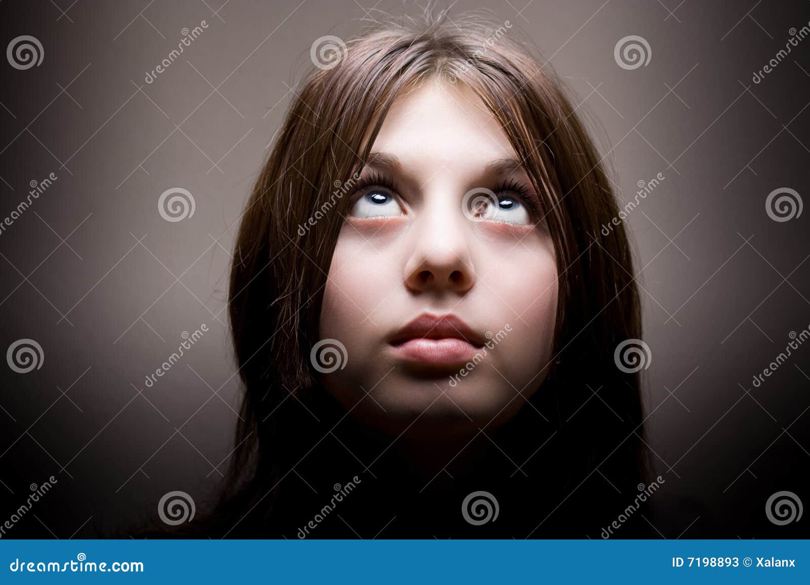 Beautiful Young Woman Looking Up Stock Image - Image of attractive ...