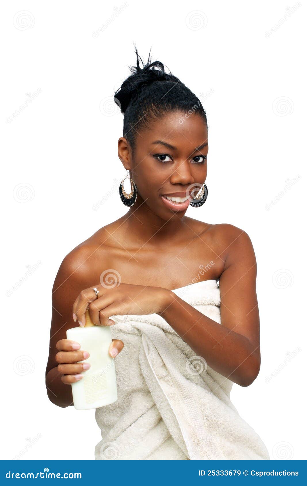 Beautiful Young Woman with Lotion (1) Stock Image - Image of close ...