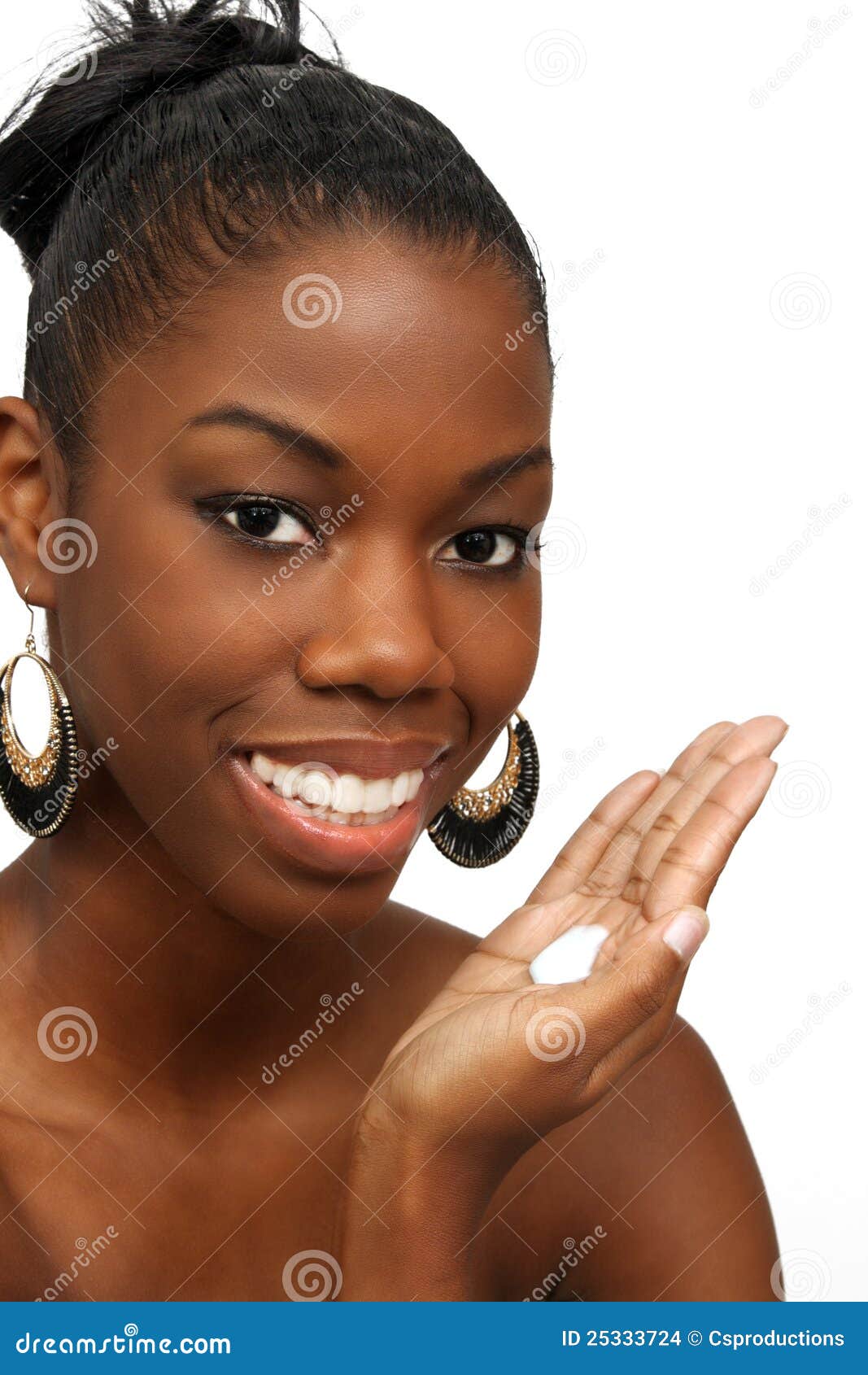 Beautiful Young Woman with Lotion (2) Stock Photo - Image of closeup ...