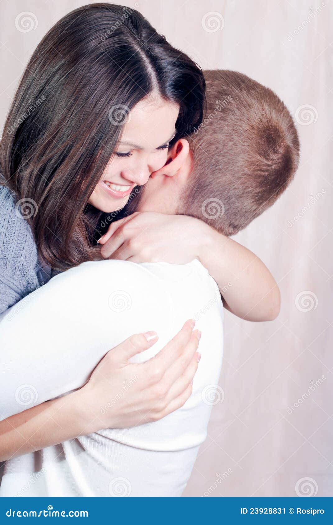 Beautiful Young Woman in Love Stock Image - Image of friend, hugging ...