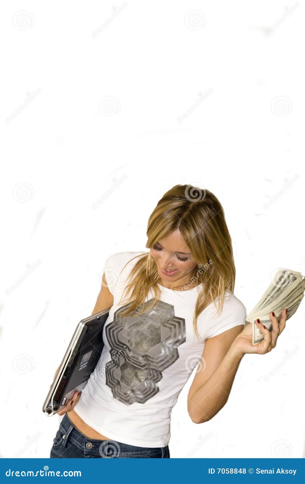 Beautiful Young Woman Makes Money Stock Photo - Image of beautiful ...
