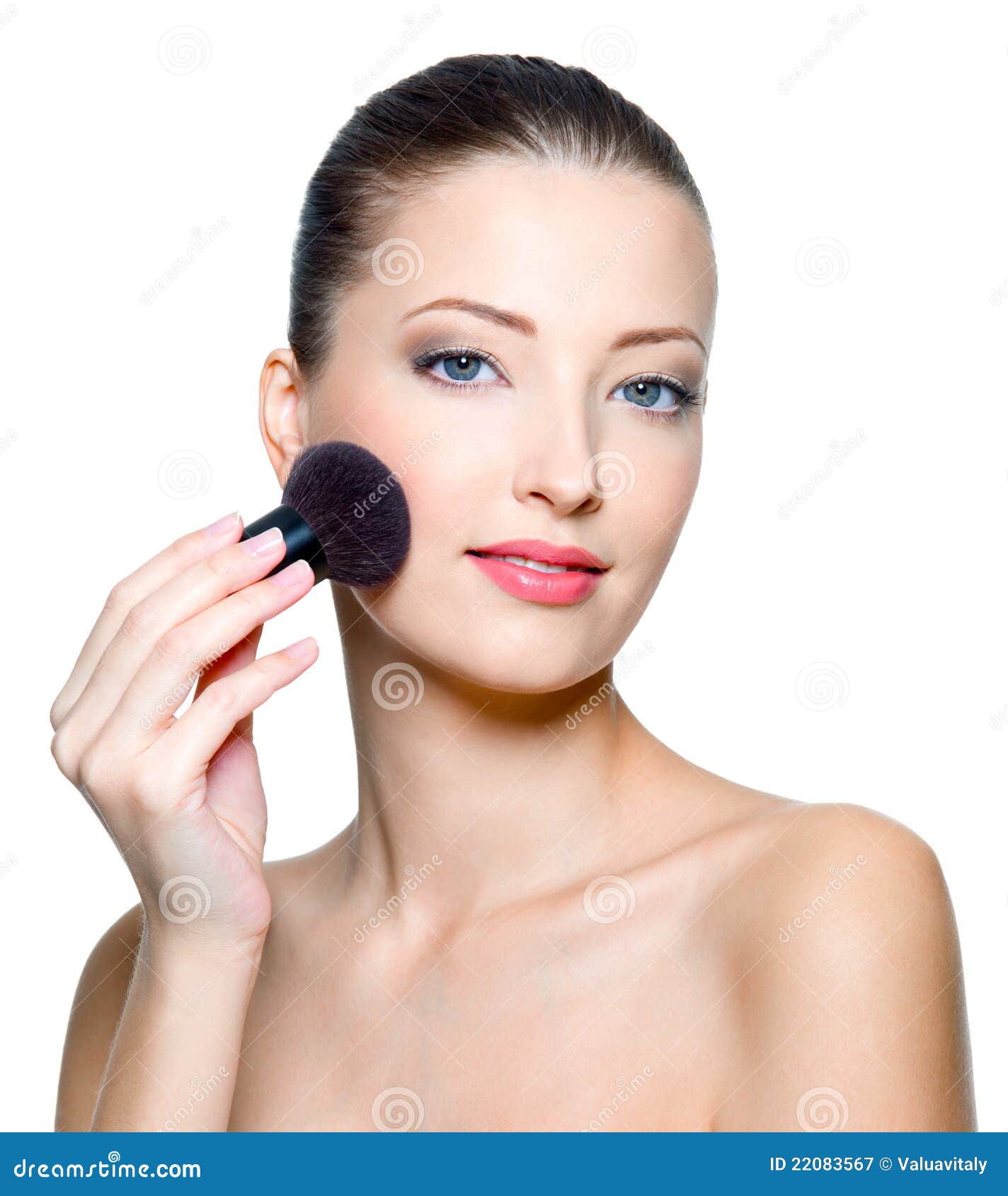 Beautiful Young Woman Making Make-up Stock Image - Image of hold, model ...