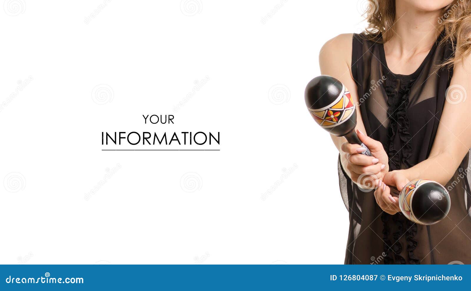 Beautiful Young Woman with Maracas Dancing Pattern Stock Image - Image ...
