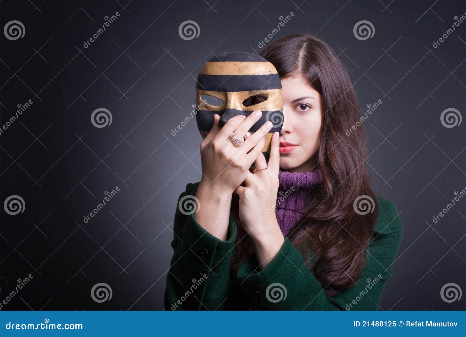 Beautiful Young Woman with Mask. Stock Image - Image of portrait, dark ...