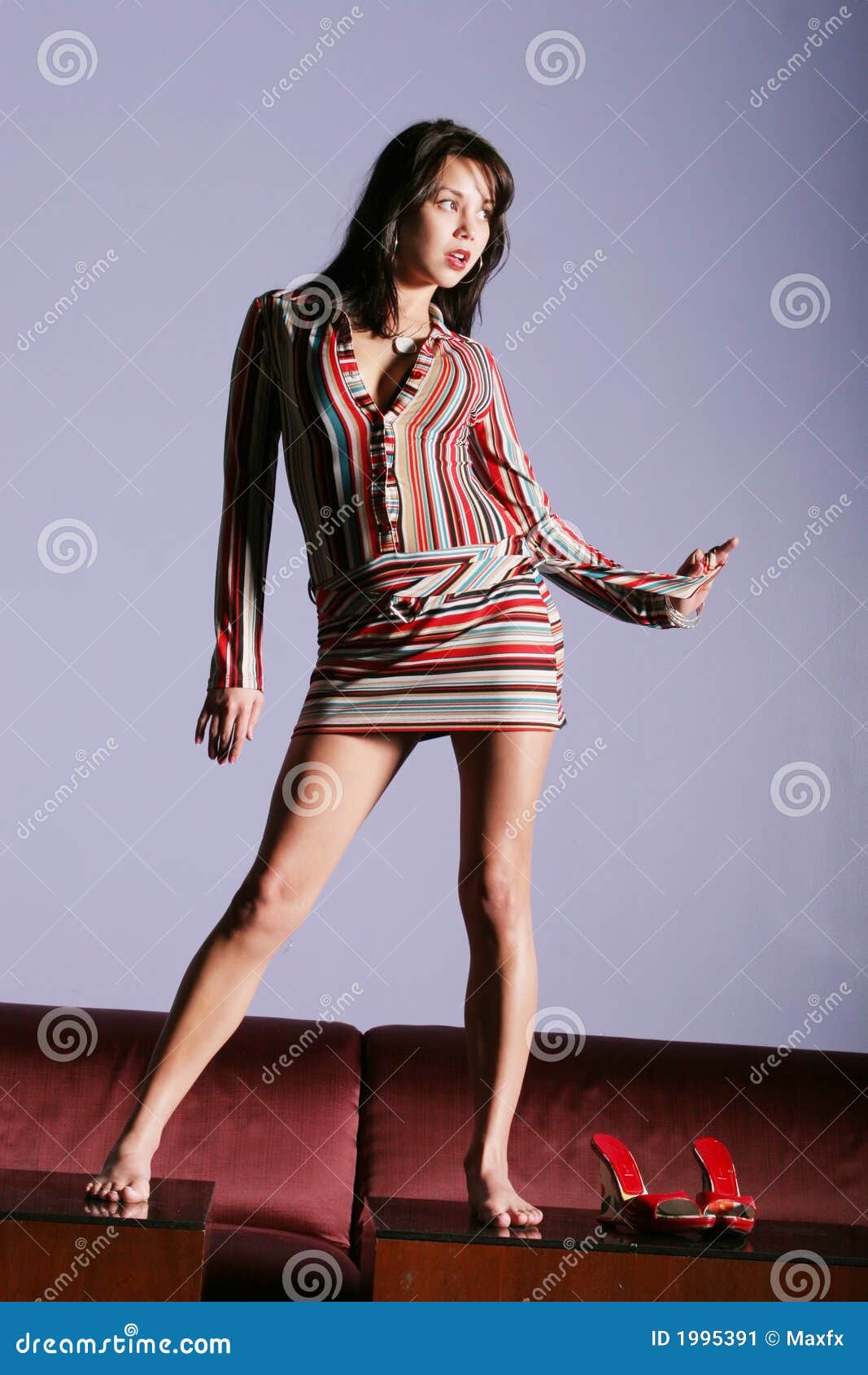 Beautiful Young Woman in Mini Dress Stock Image - Image of feminine ...