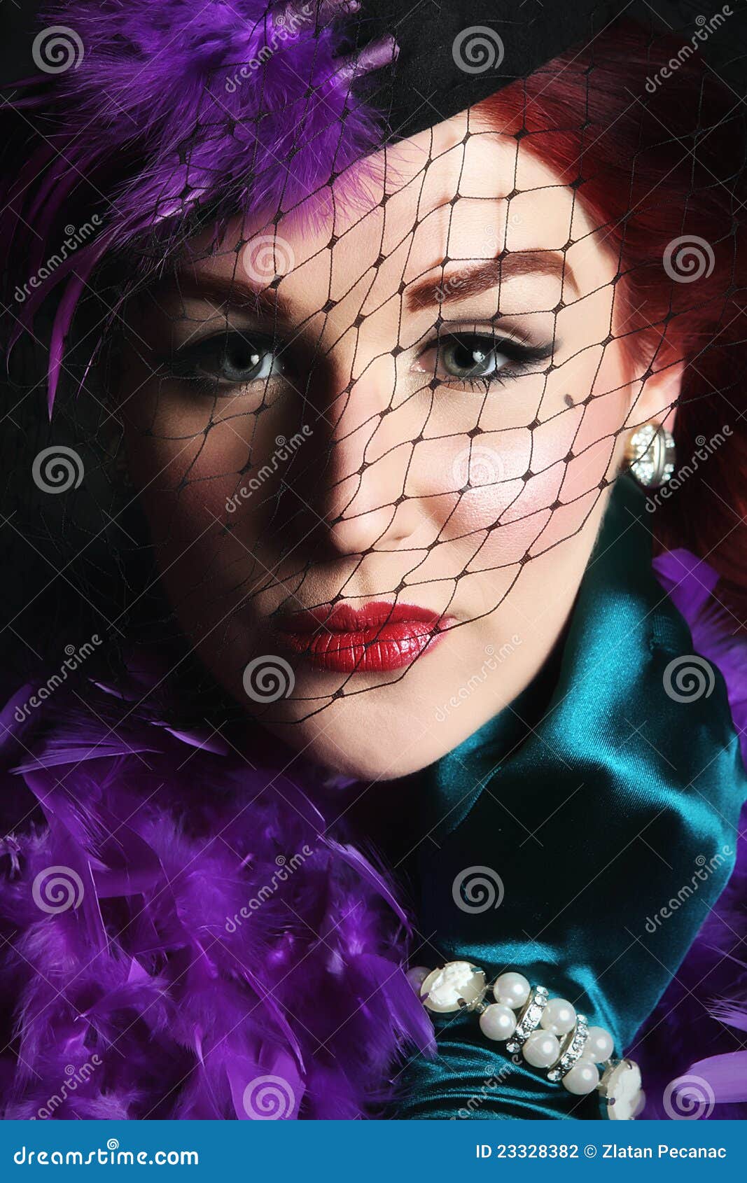 Beautiful Young Woman with a Net Hat Stock Photo - Image of passion ...