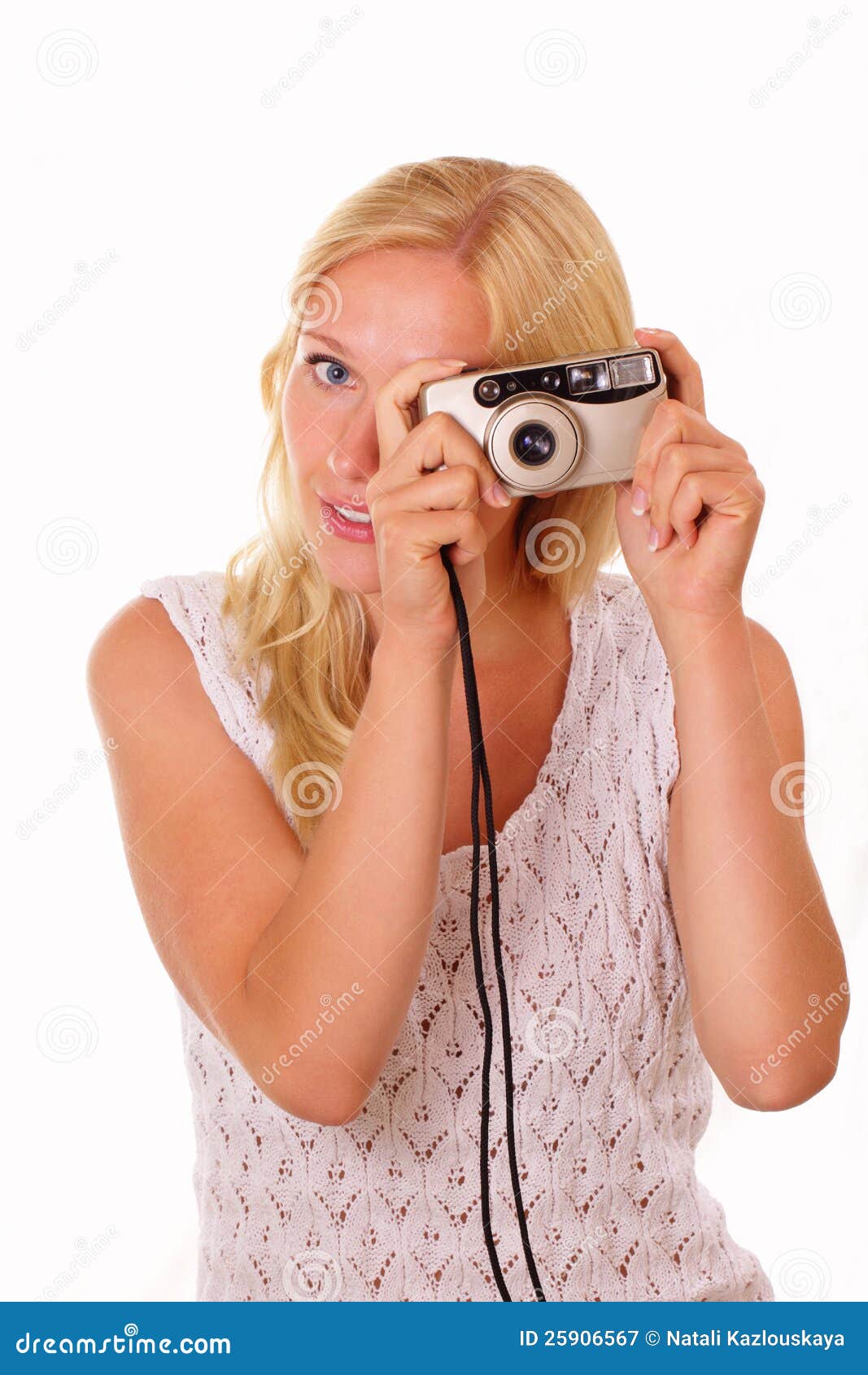 Beautiful Young Woman with an Old Camera Stock Image - Image of aged ...
