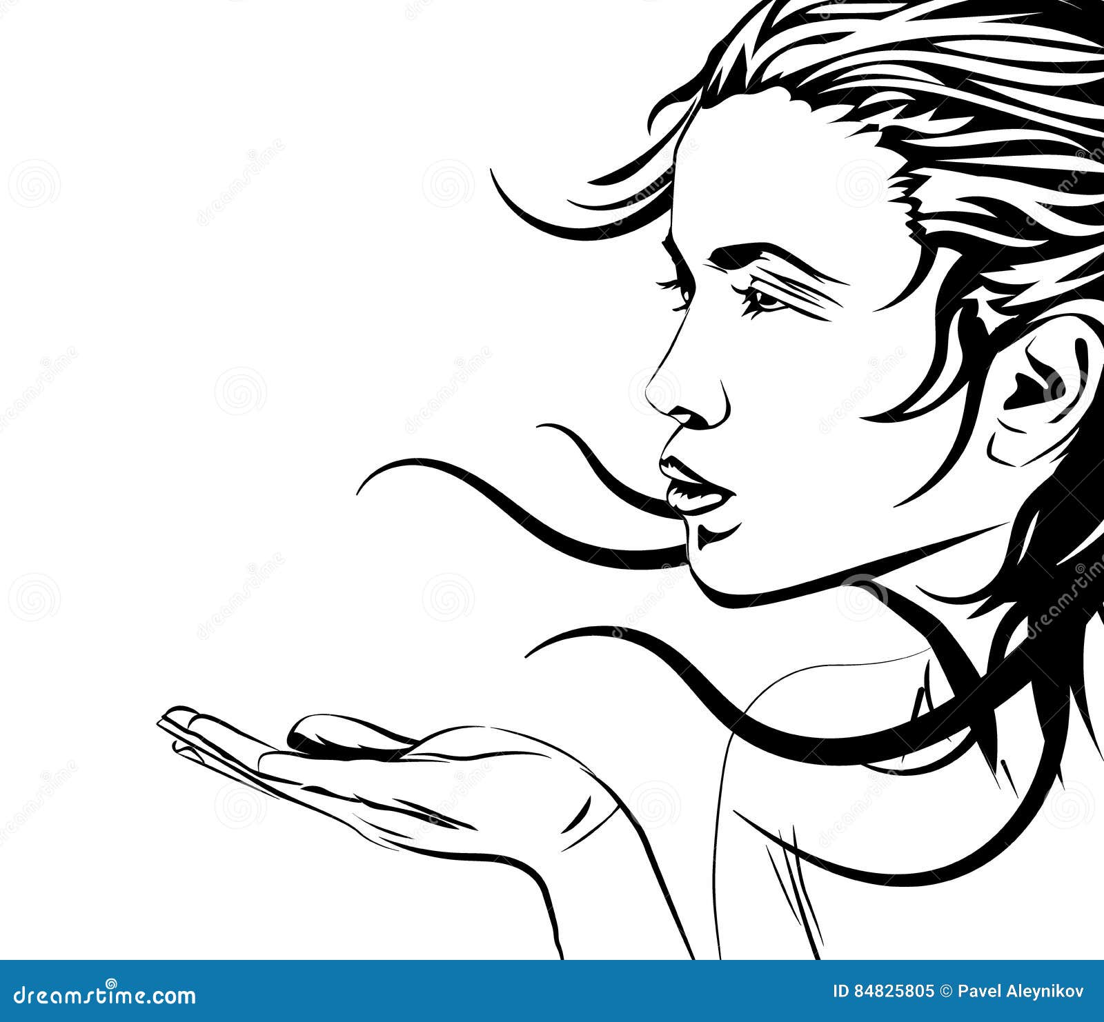 Beautiful Young Woman with Palm, Vector Image Stock Vector ...