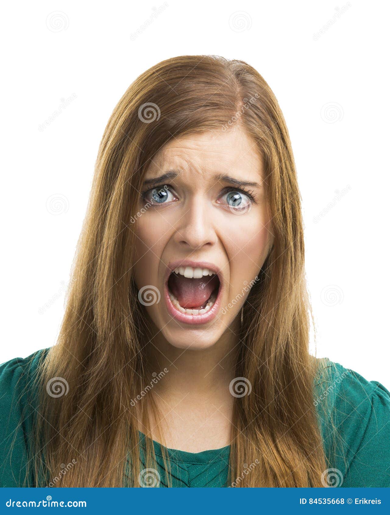 Beautiful Young Woman in Panic Stock Photo - Image of closeup, people ...