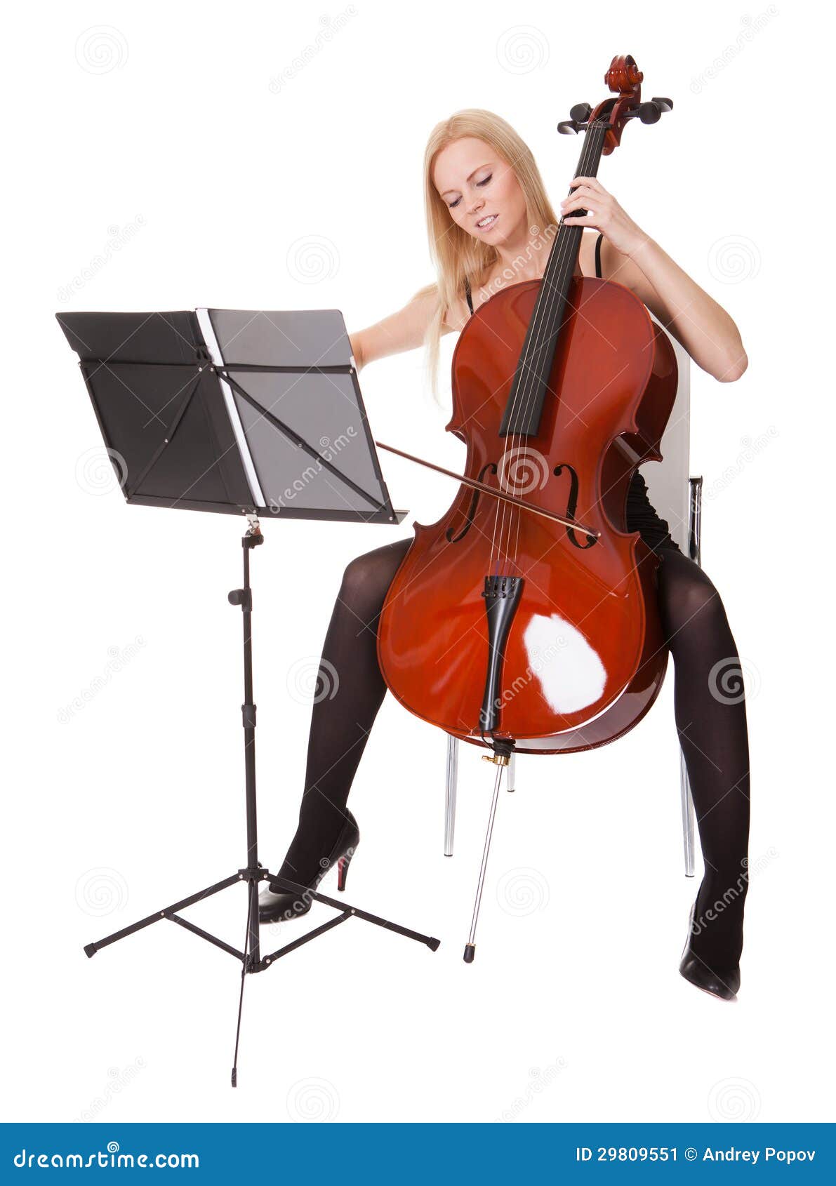 Beautiful Young Woman Playing Cello Stock Image - Image: 29809551