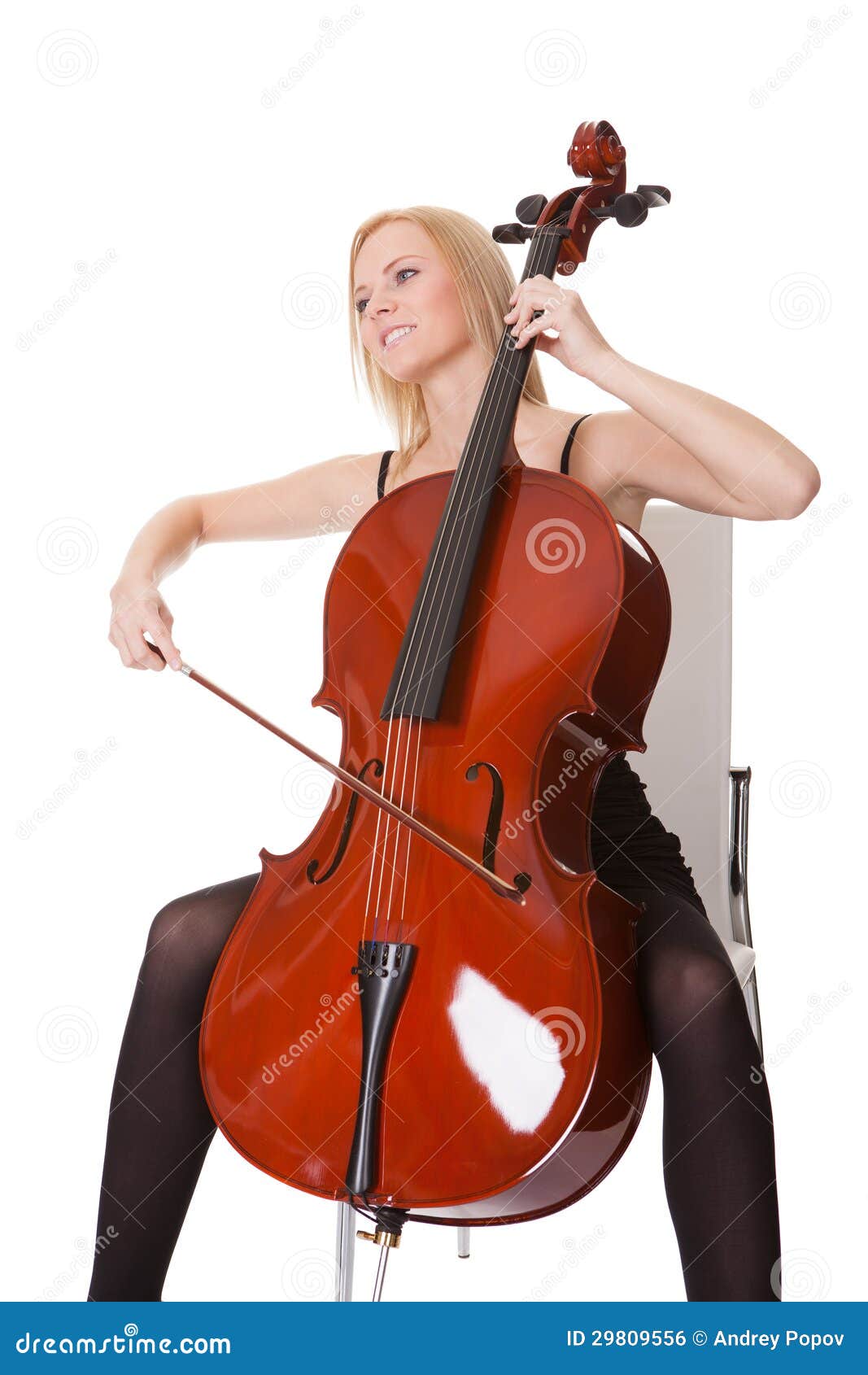 Beautiful Young Woman Playing Cello Stock Photo - Image of antique ...