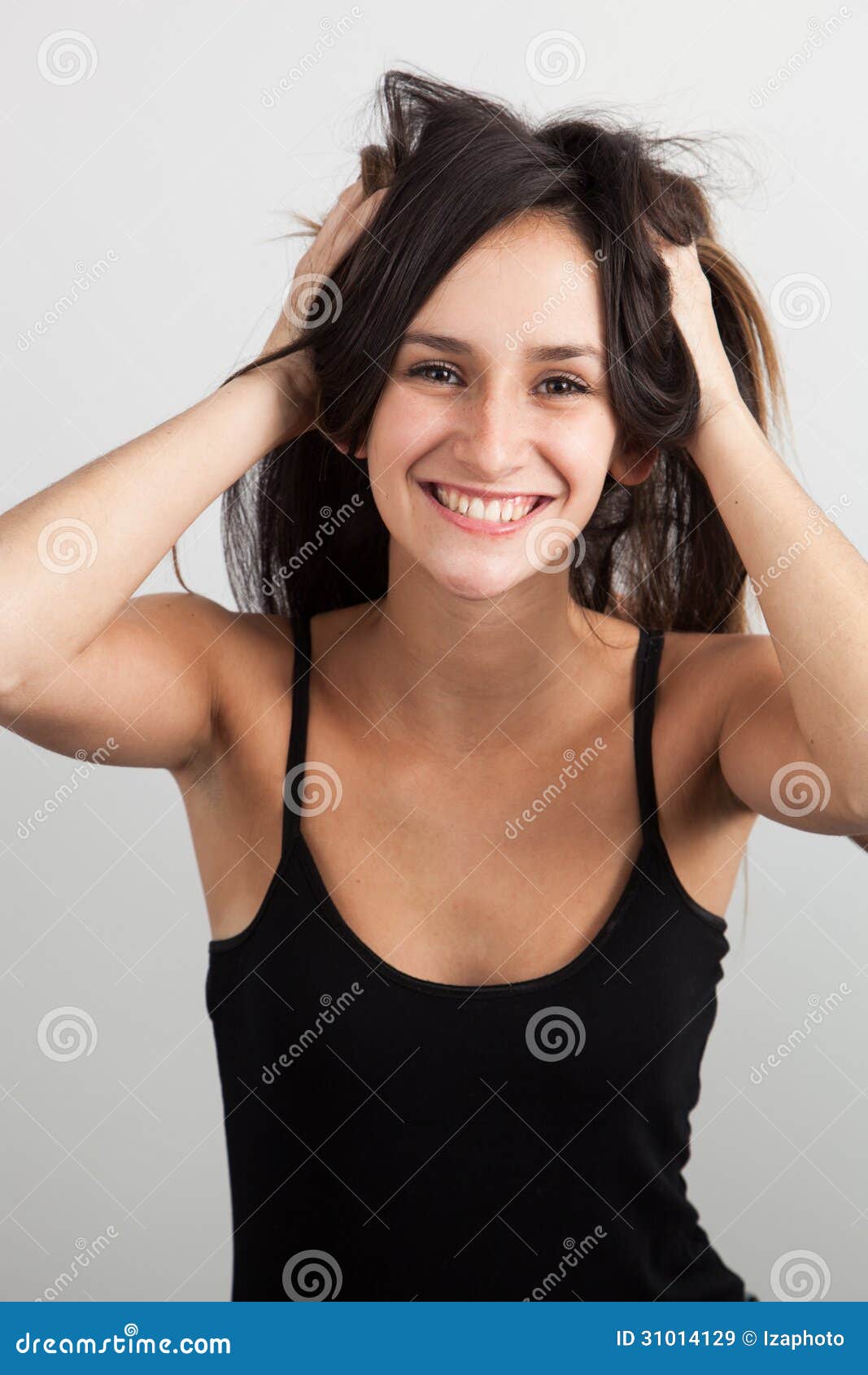 Beautiful Young Woman Playing In Her Hair Stock Image Image Of Beauty