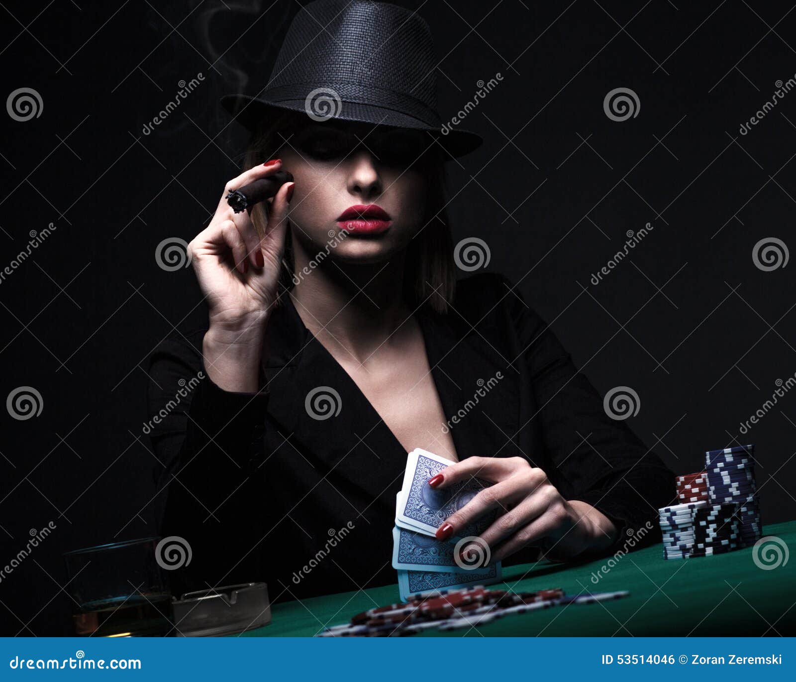 Beautiful Young Woman Playing Poker Stock Photo - Image of activity ...