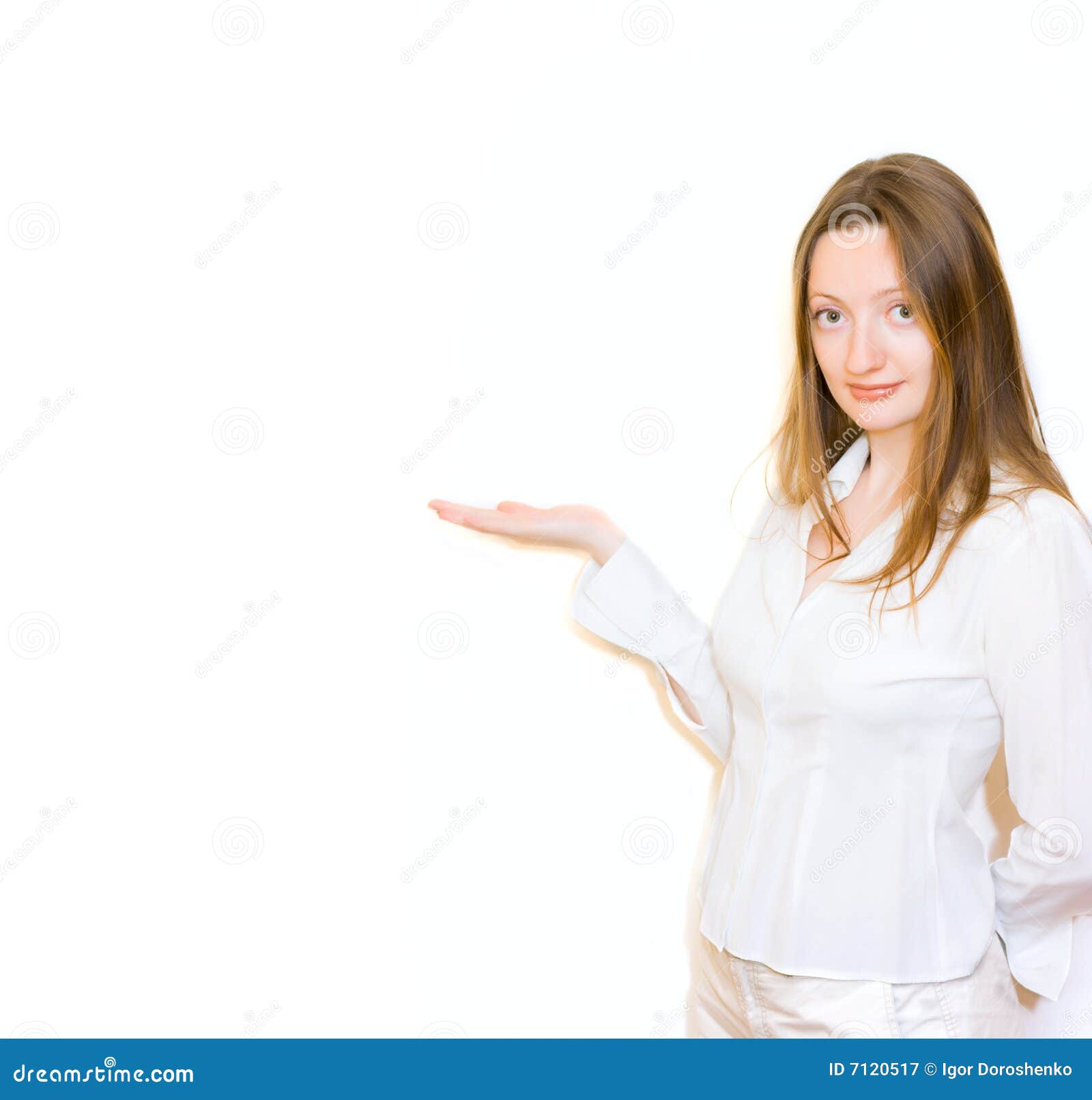 Beautiful Young Woman Point at Something Stock Image - Image of ...