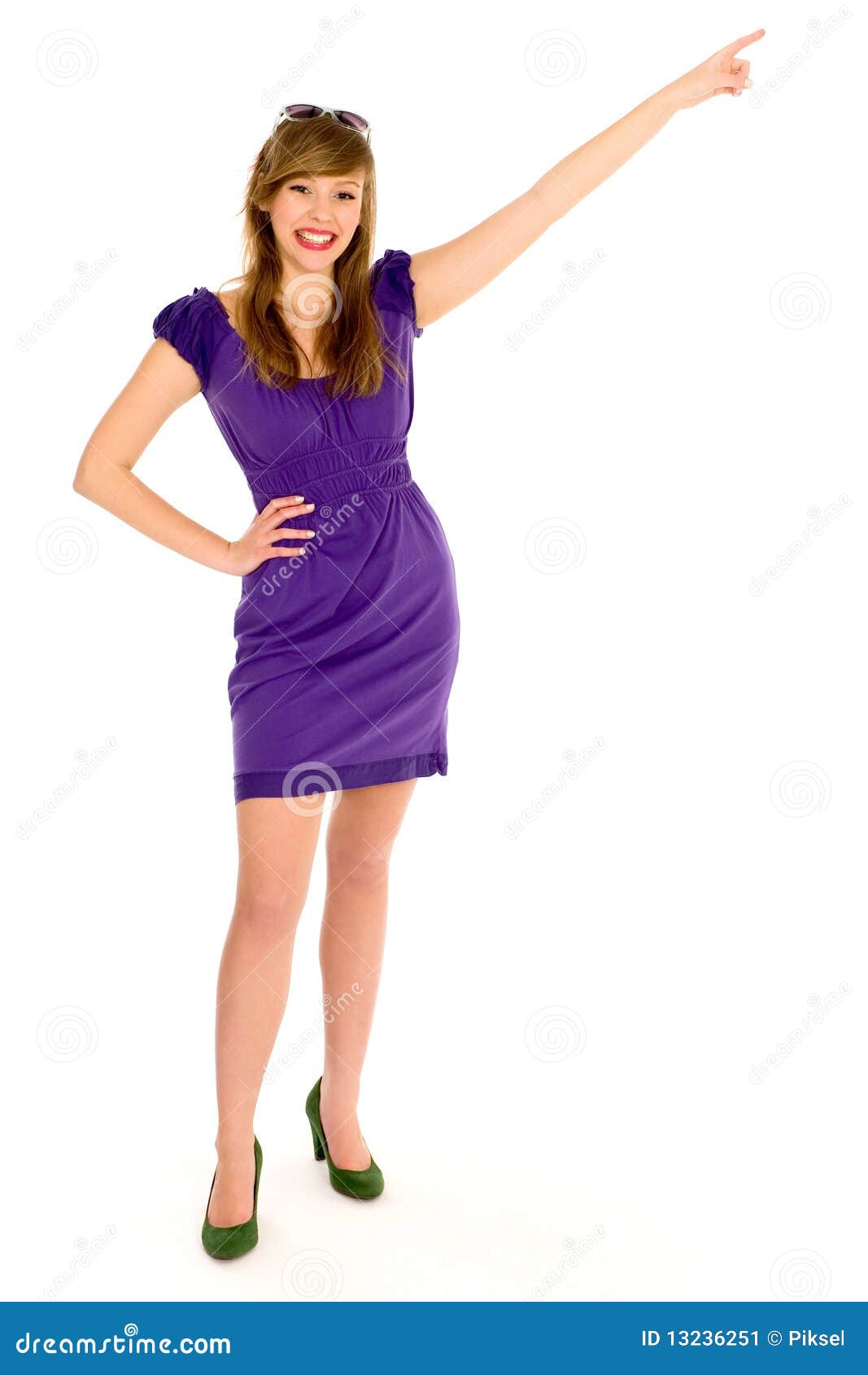 Beautiful Young Woman Pointing Stock Image - Image of studio, happiness ...