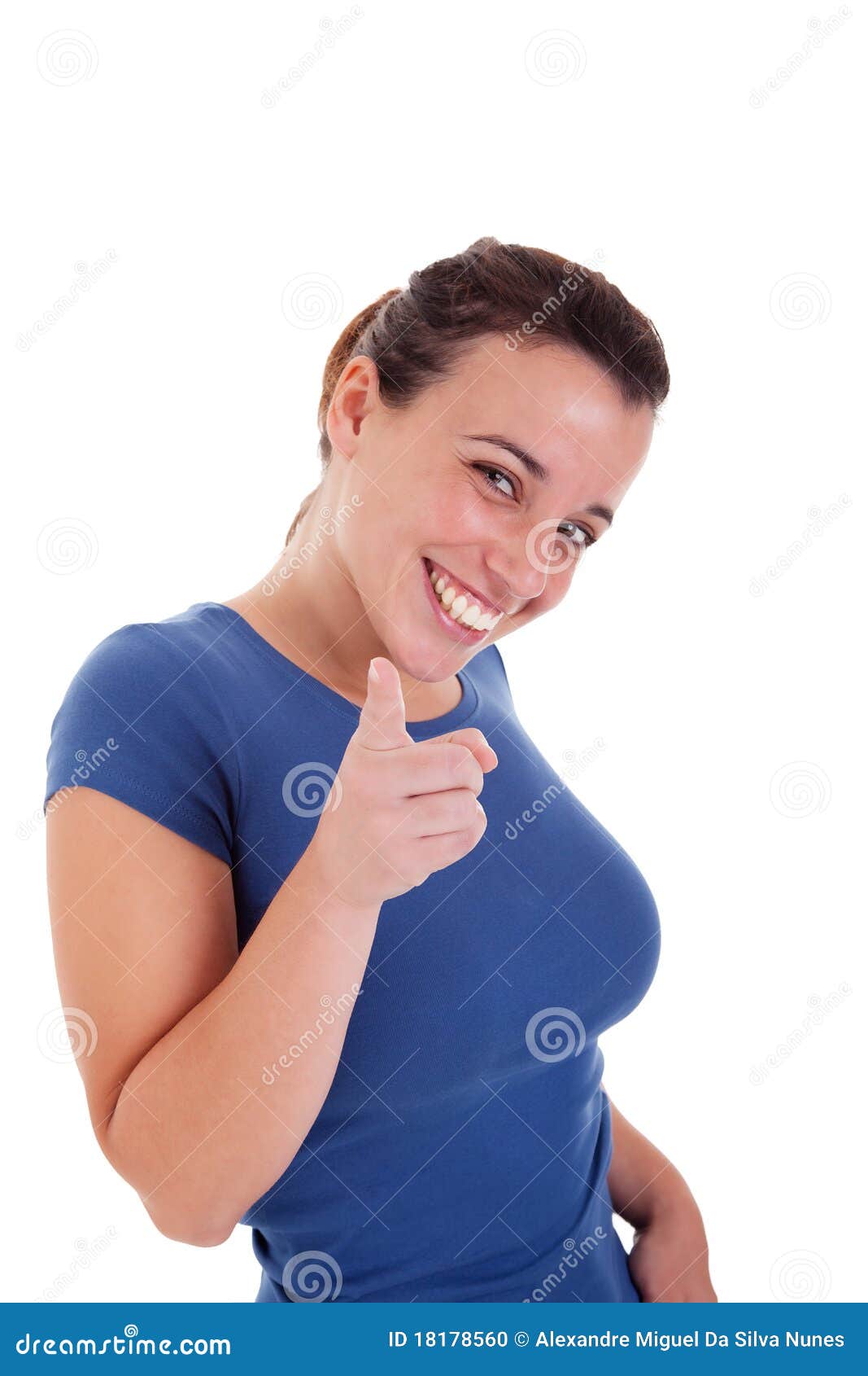 Beautiful Young Woman, Pointing Stock Photo - Image of ambitious, calm ...