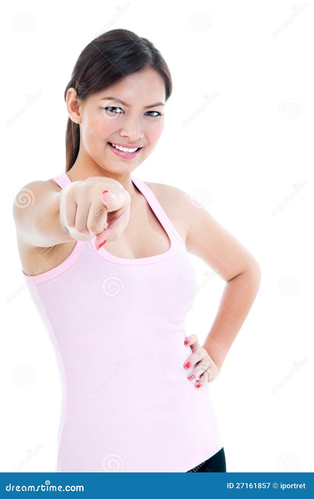 Beautiful Young Woman Pointing Stock Image - Image of happy, woman ...