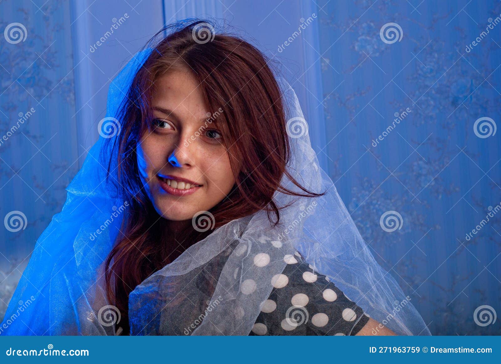 Beautiful Young Woman In Polka Dot Dress Stock Image Image Of