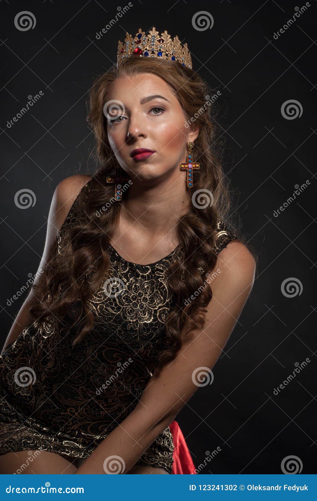 Beautiful Young Woman Posing with a Crown on Her Head Stock Photo ...