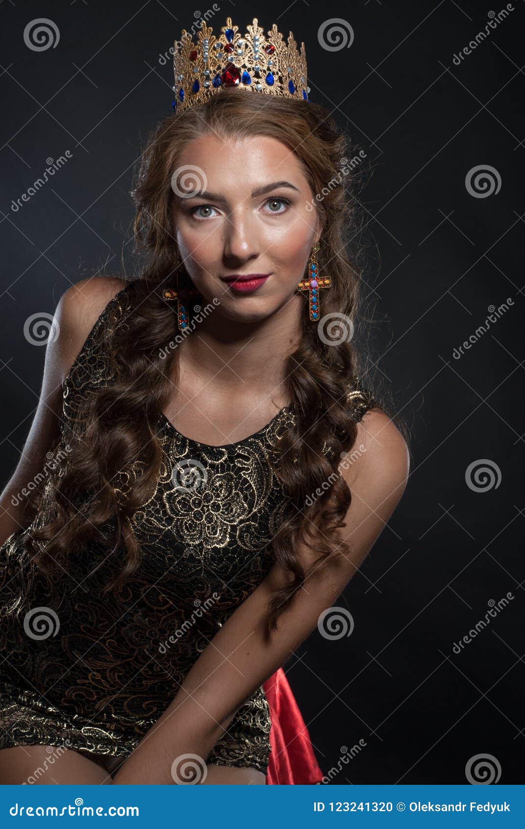 Beautiful Young Woman Posing with a Crown on Her Head Stock Photo ...
