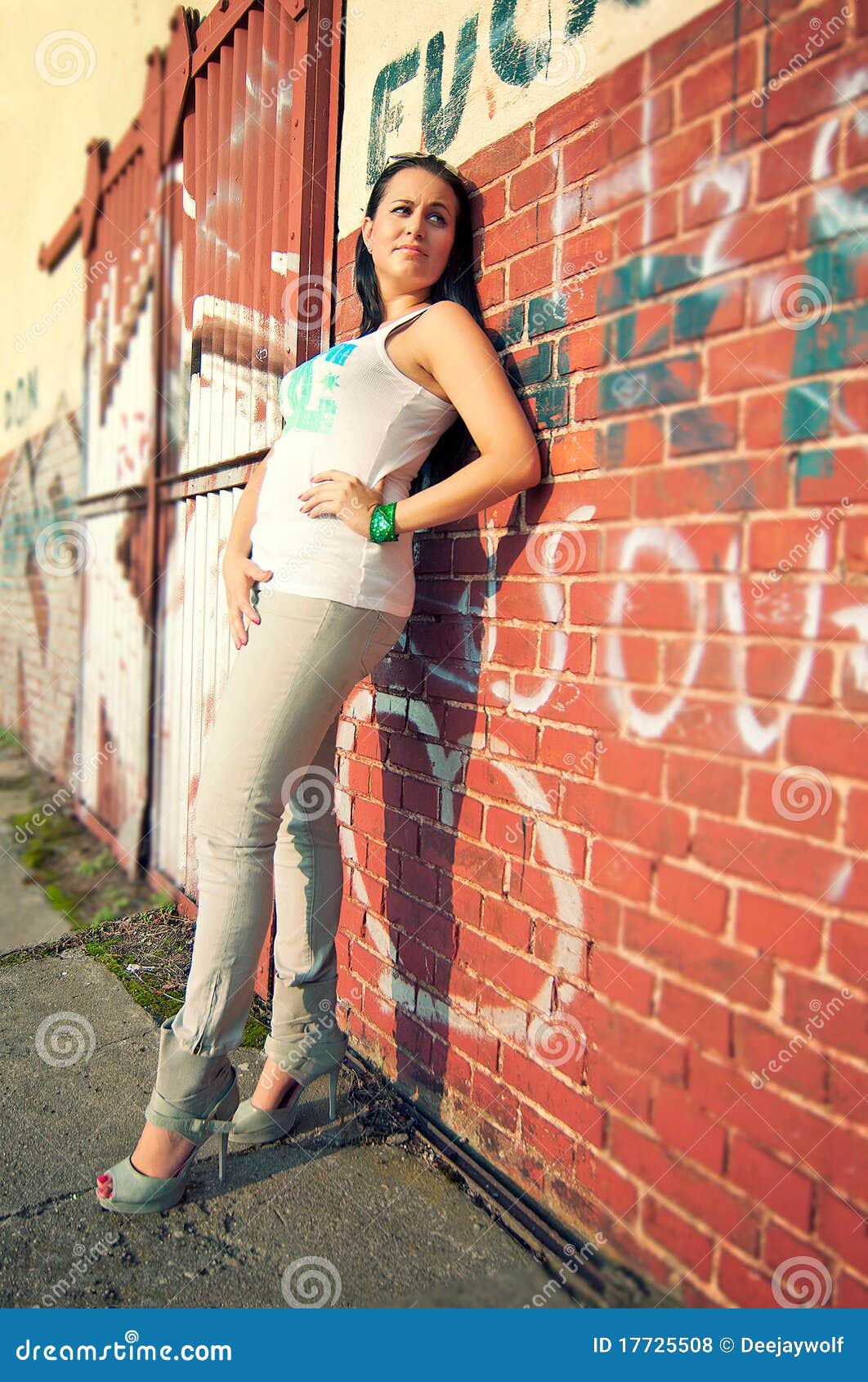 Beautiful Young Woman Posing Over Red Wall Stock Photo - Image of life ...