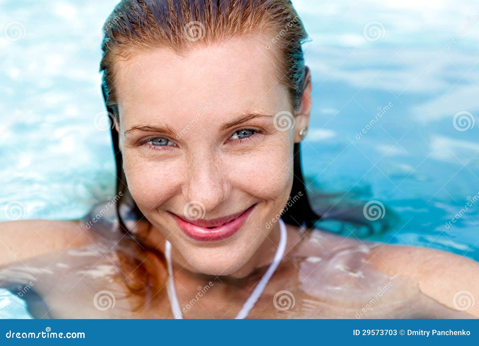 Beautiful Young Woman Posing by the Pool in Resort Stock Image - Image ...