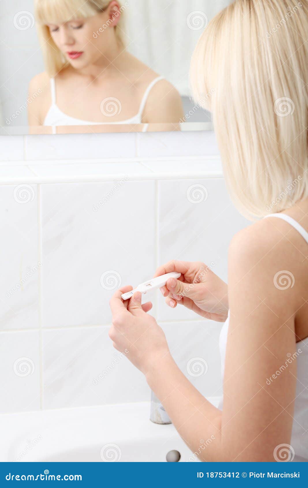 Beautiful Young Woman with Pregnancy Test. Stock Photo - Image of ...