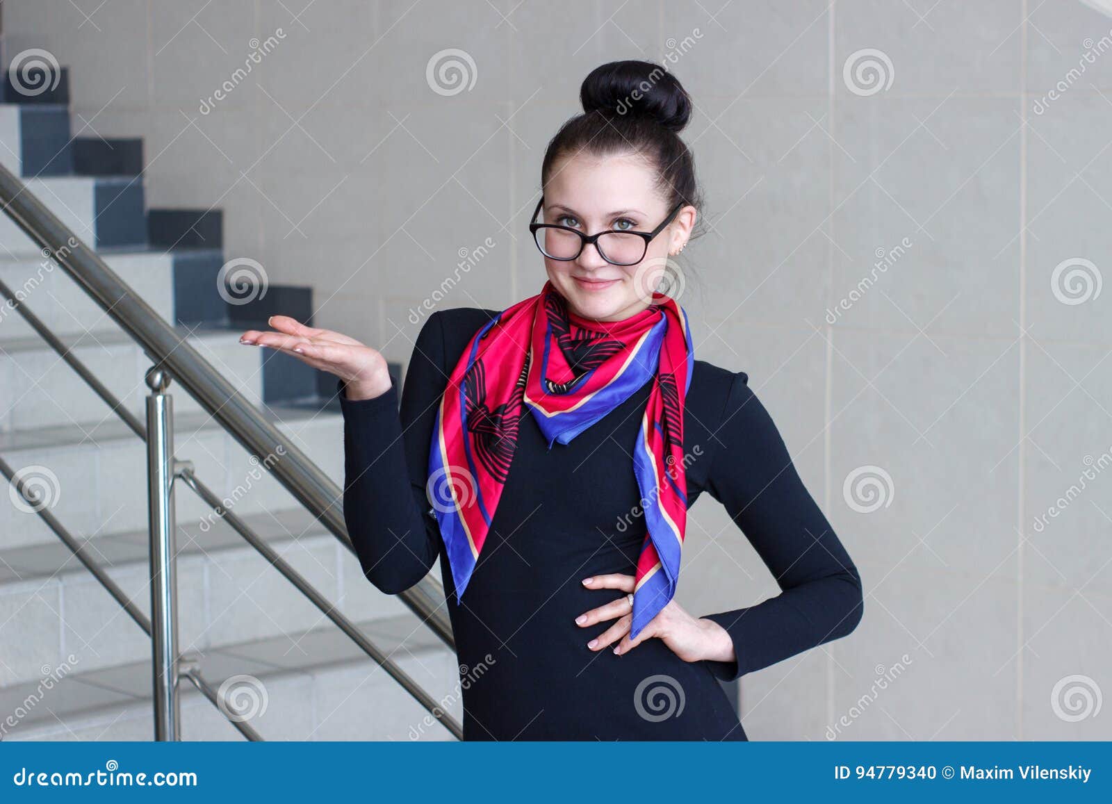 Beautiful Young Woman Presenting Something Stock Photo - Image of ...