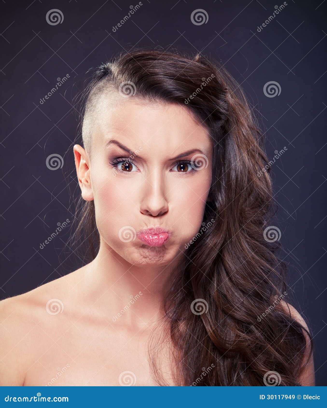 Woman Puffs Cheeks stock image. Image of brightly, blowing - 30117949
