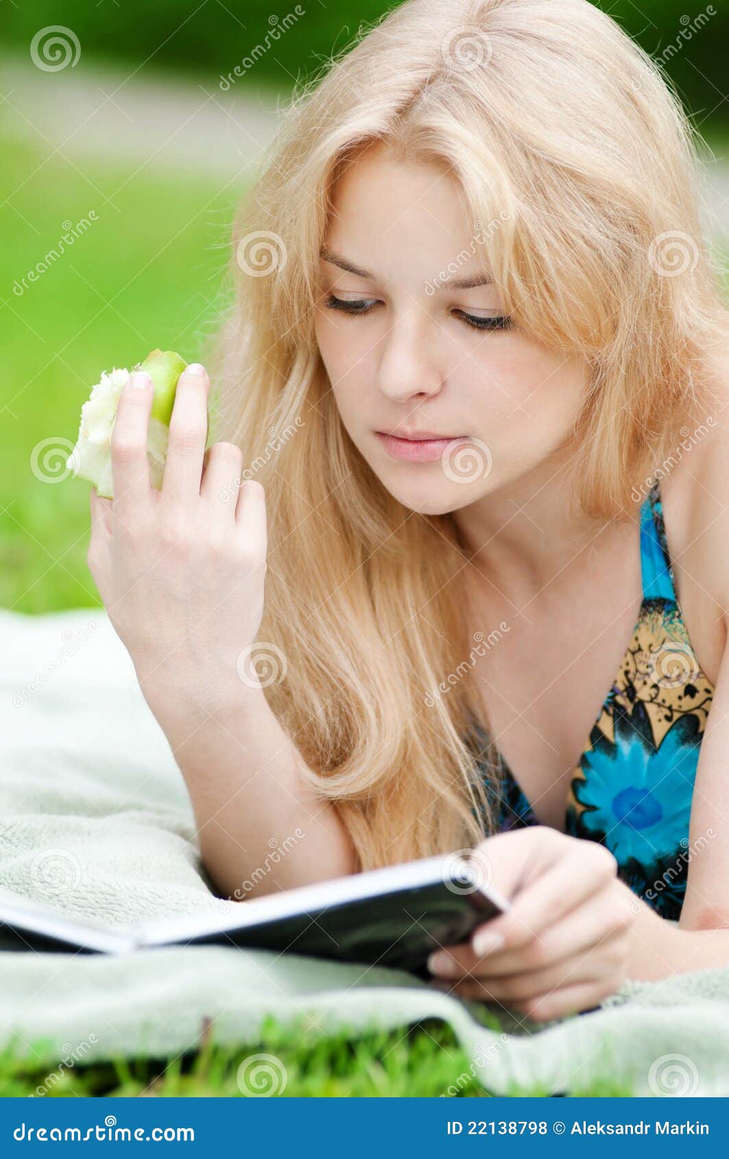 Beautiful Young Woman Read Book Stock Photo - Image of enjoying, cute ...