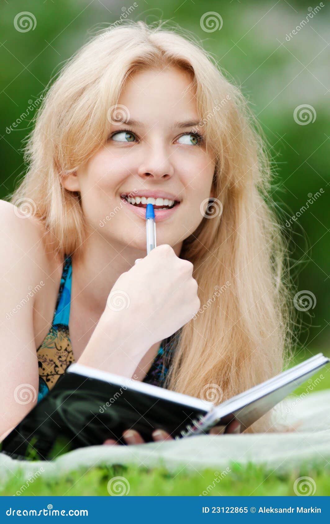 Beautiful Young Woman Read Book Stock Image - Image of lovely, field ...