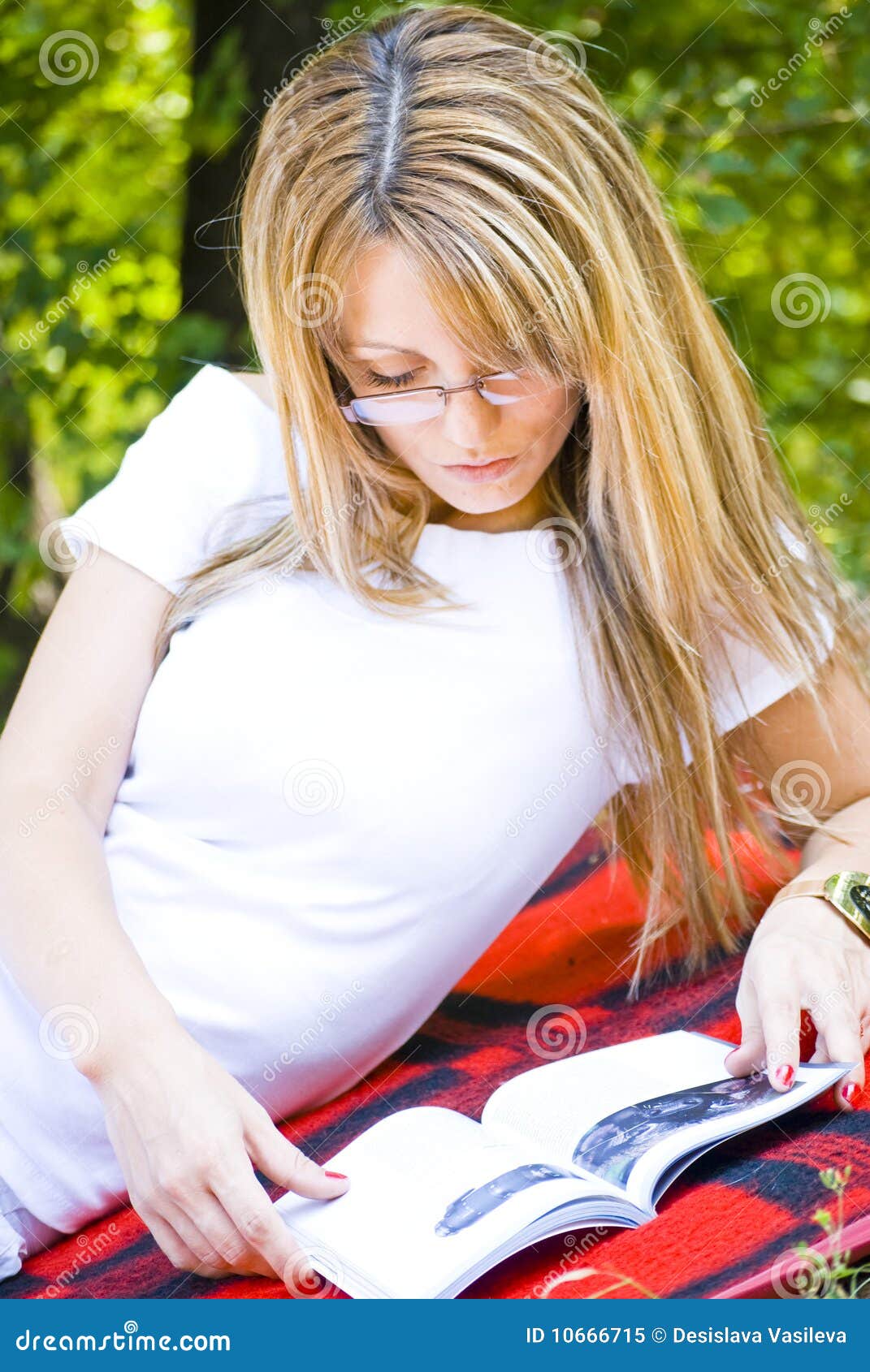 Beautiful Young Woman Reading Book Stock Image - Image of expression ...
