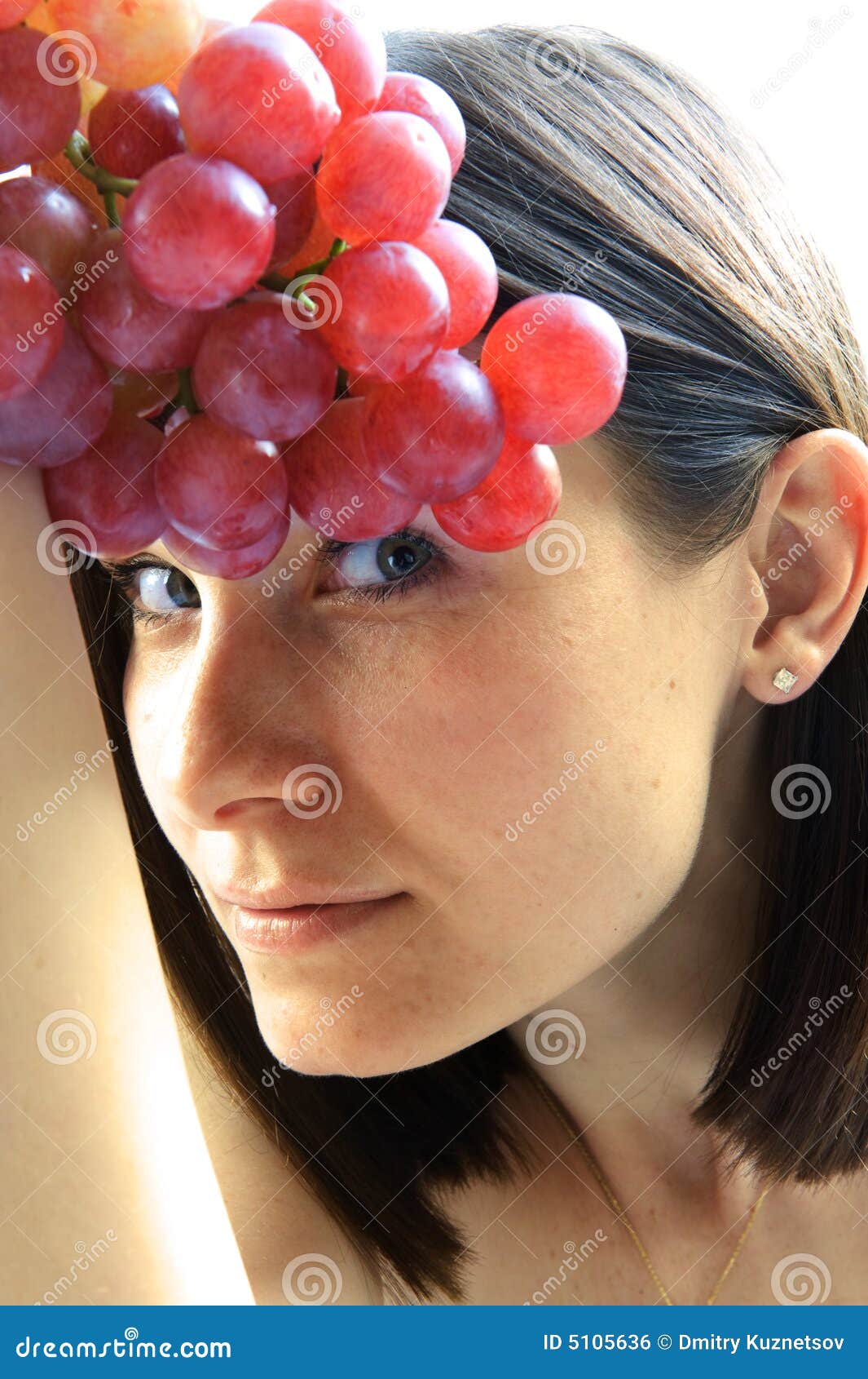 Beautiful Young Woman with Red Grape Stock Photo - Image of diet ...