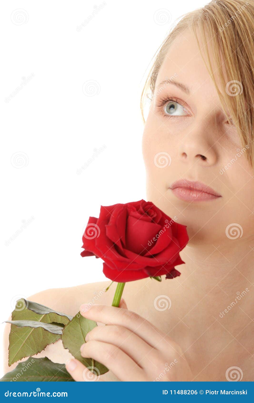 Beautiful Young Woman with Red Rose Stock Photo - Image of healthy ...