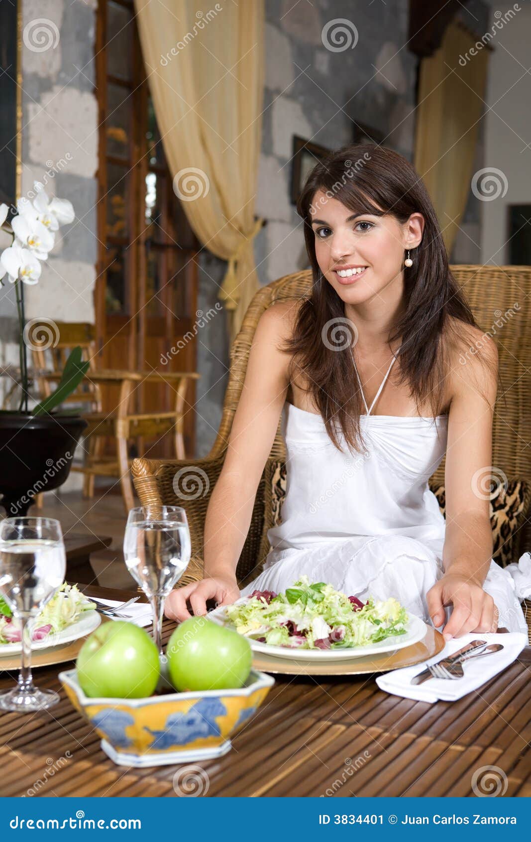 Beautiful Young Woman Relaxed Eating Stock Image - Image of beauty ...