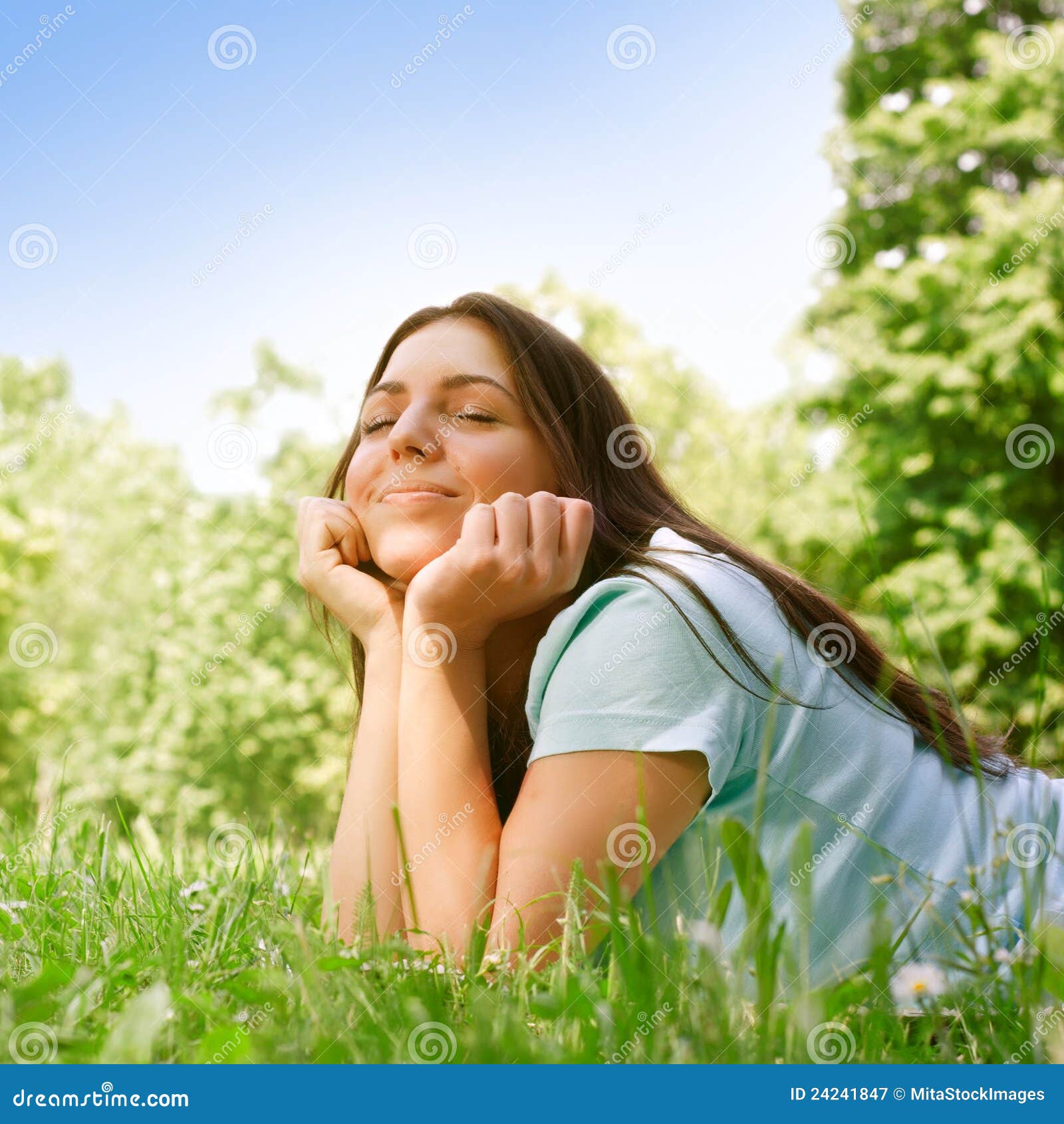 Beautiful Young Woman Relaxing Stock Image - Image of portrait, freedom ...