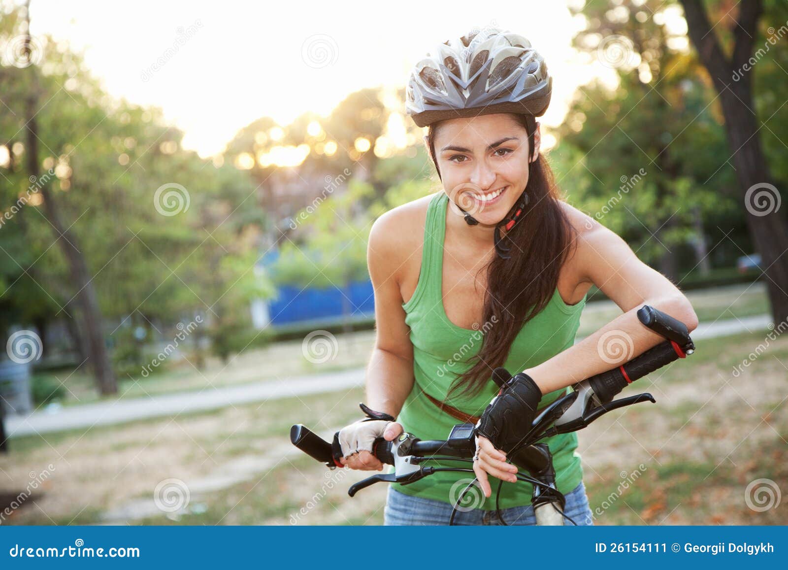 Beautiful Young Woman Riding a Bicycle Stock Image - Image of active ...