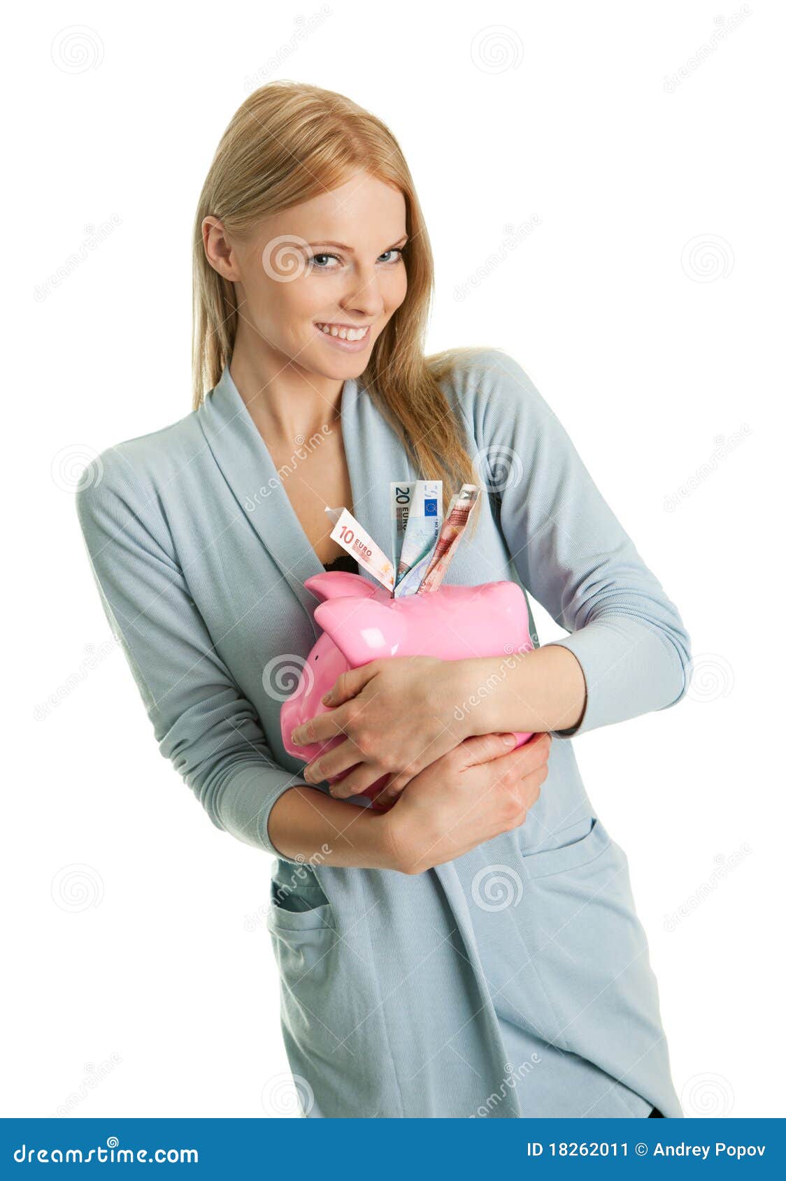 Beautiful Young Woman Saving Money Stock Image - Image of expression ...