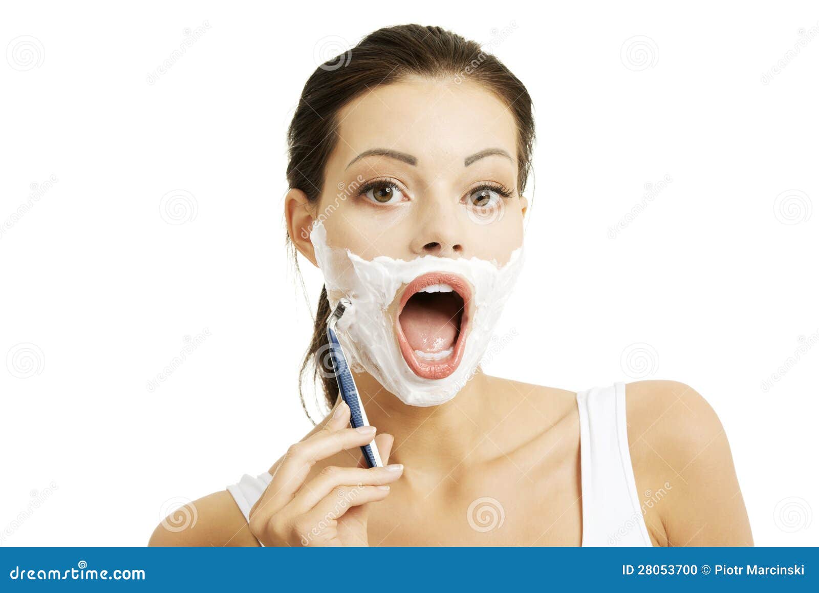 Beautiful Young Woman Shaving Her Face Stock Photo - Image of beauty ...