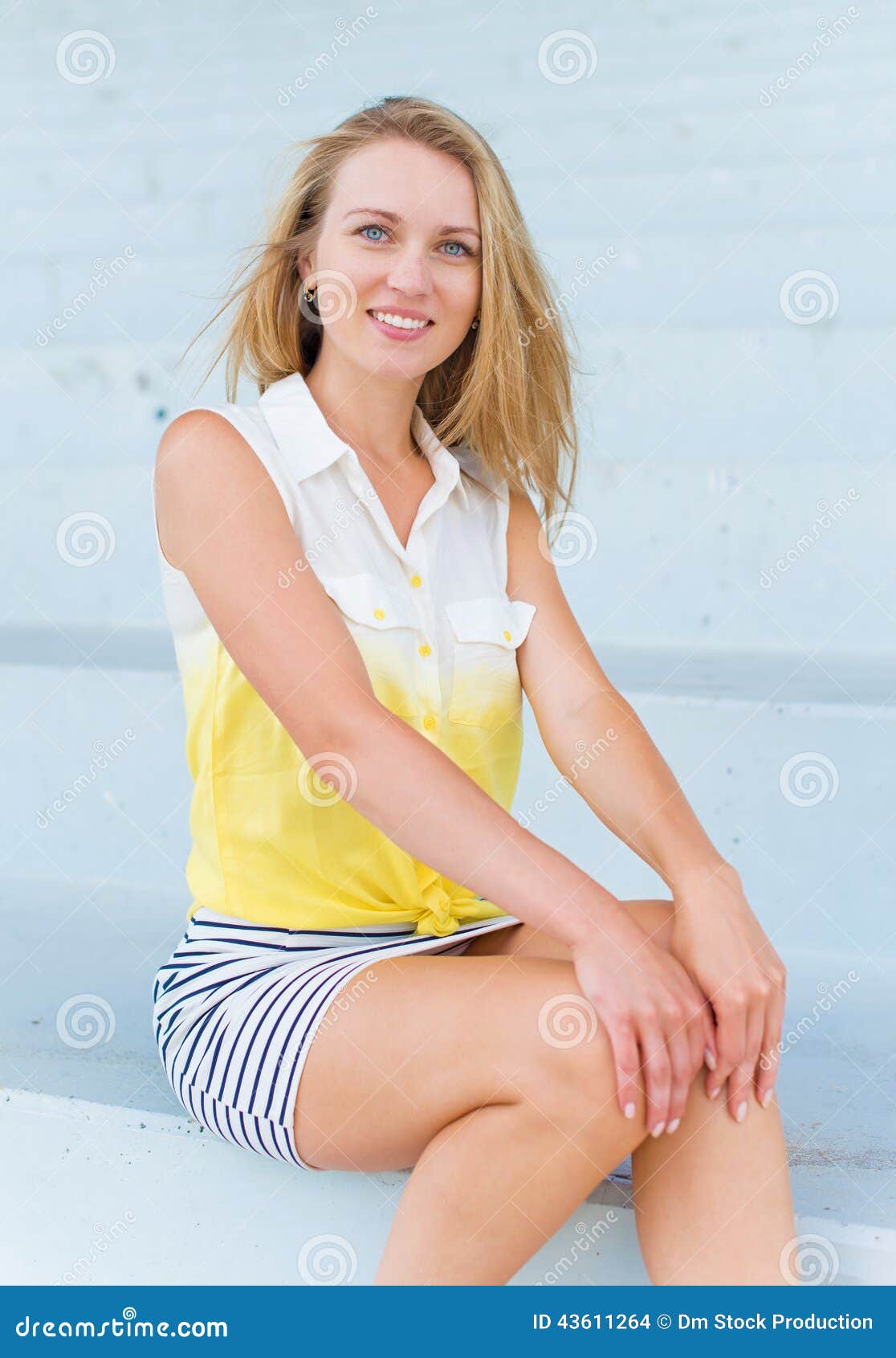 Beautiful Young Woman Sitting. Stock Photo - Image of joyful, portrait ...