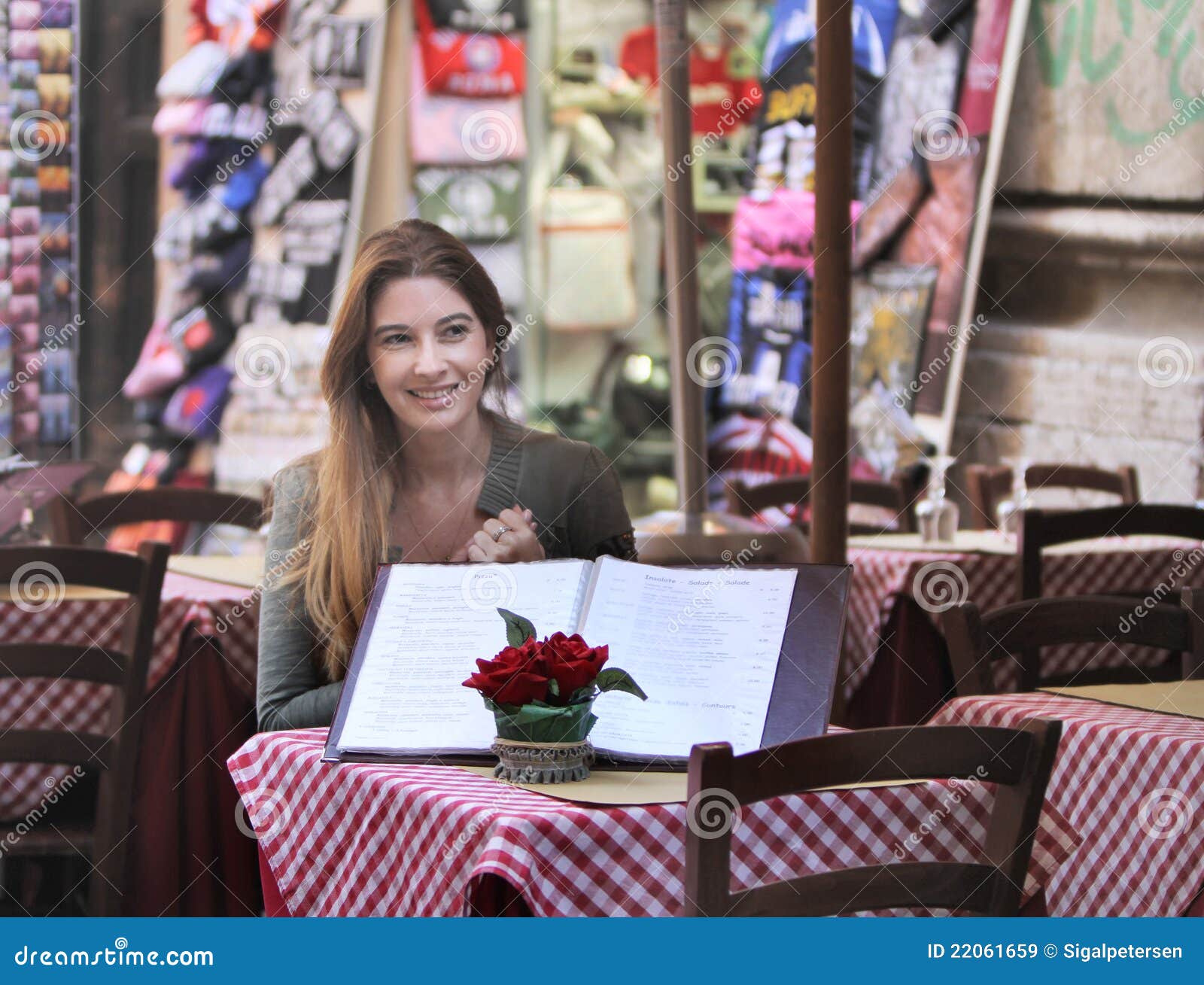 Beautiful Young Woman Sitting in the Restaurant Stock Image - Image of ...