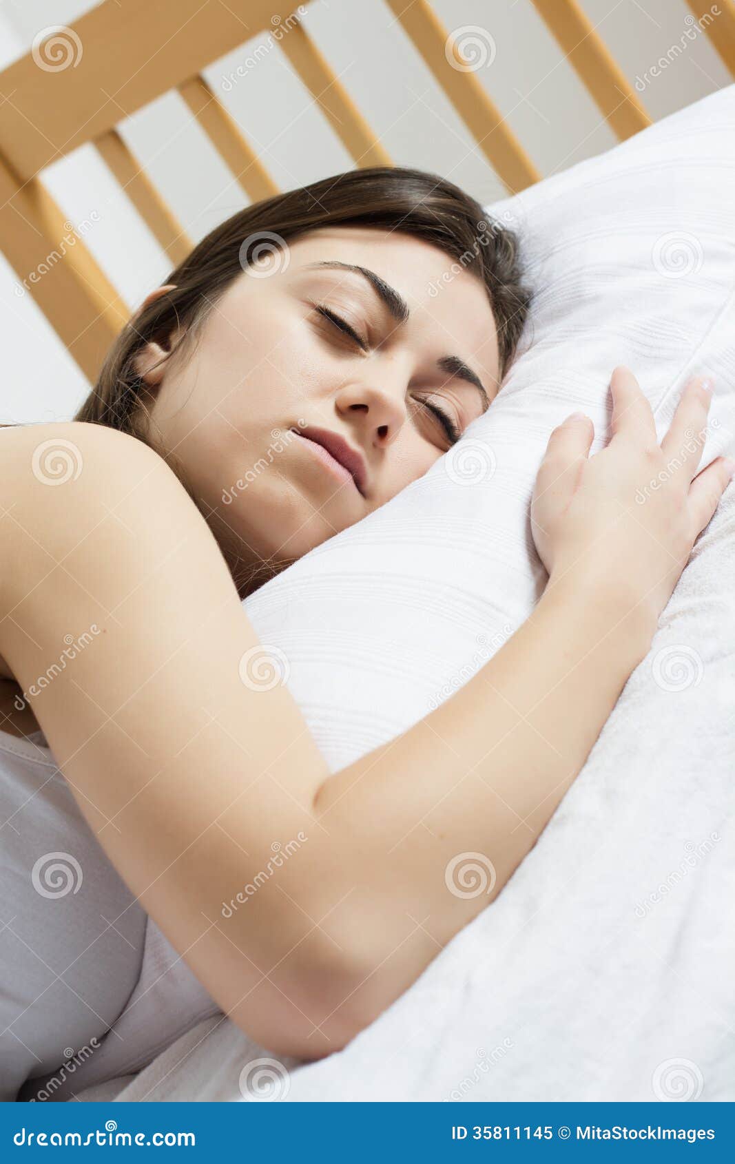 Beautiful Young Woman Sleeping Stock Image - Image of pillow, female ...